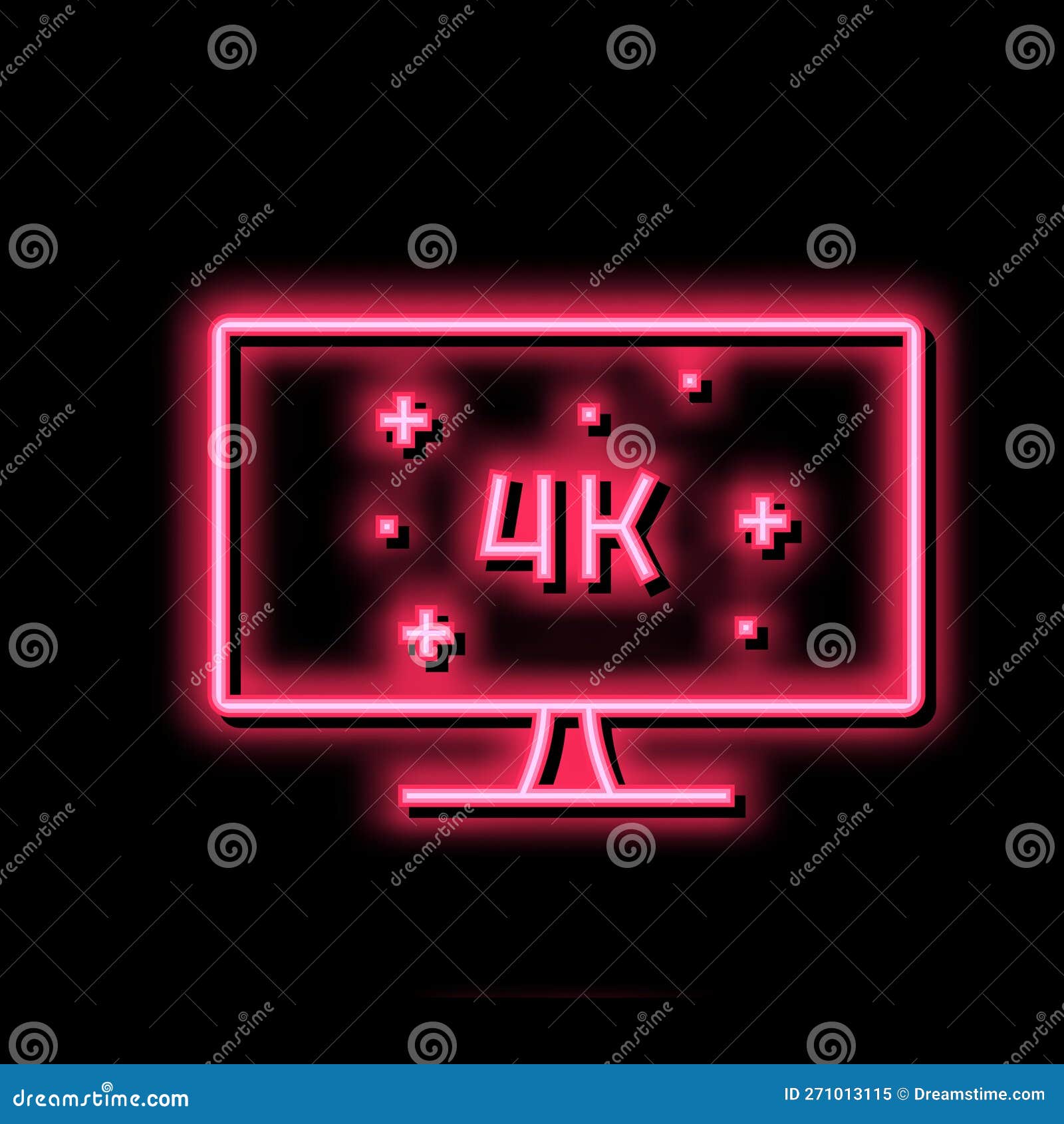 4k Resolution Computer Display Neon Glow Icon Illustration Stock Vector ...