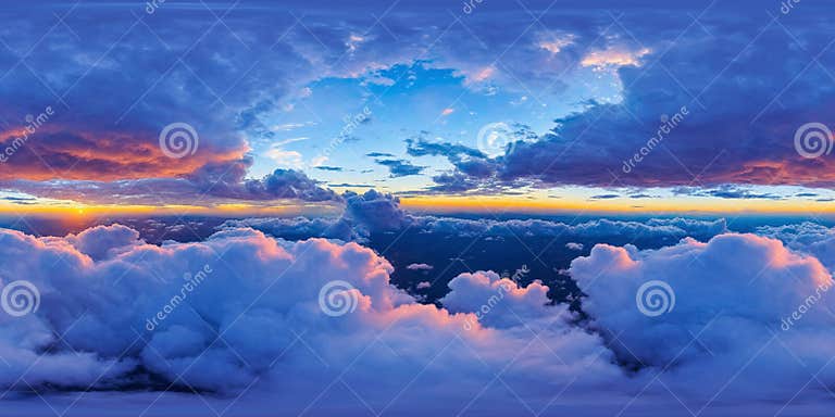 HDRI into the Clouds Equirectangular Panorama 18 Stock Illustration ...