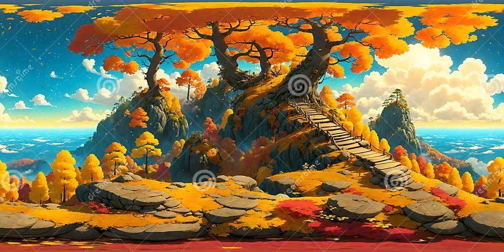 HDRI Stylized Landscape Equirectangular Panorama 16 Stock Illustration ...