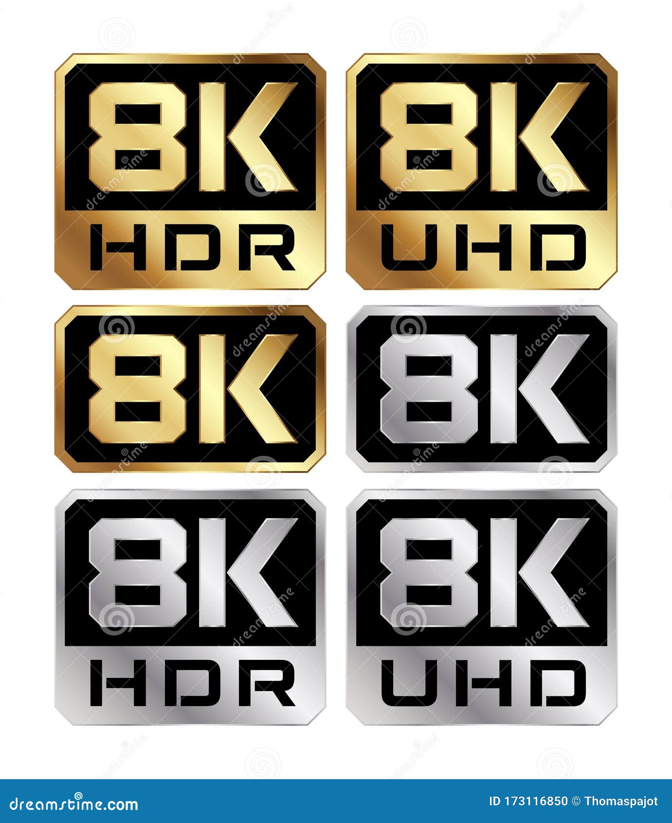 4K And Ultra HD Logos With HDR Mention Stock Illustration ...