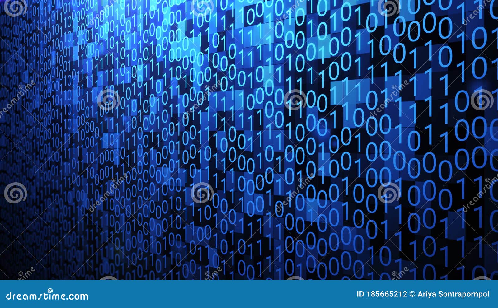 8K Random Binary Code Abstract Background in Blue Color Theme with ...