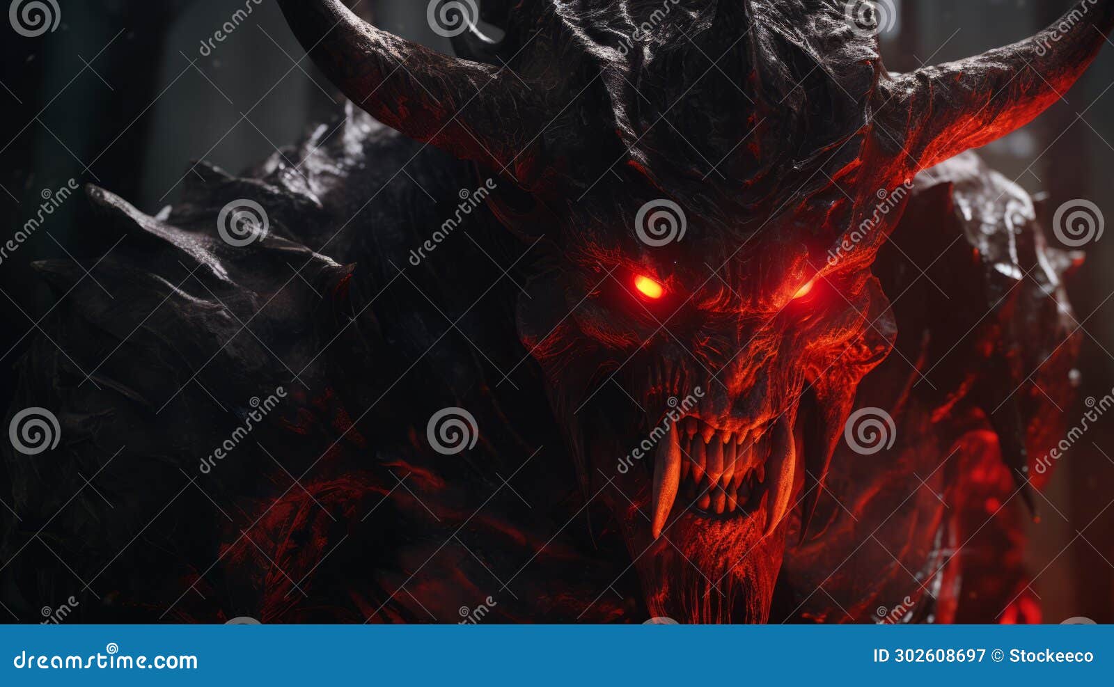 Realistic Astaroth Demon Artwork In Fluid Formation On White Background ...