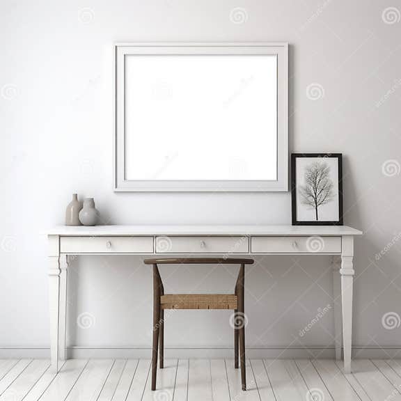 8k Resolution Vanity Table with Blank Picture Frame - Organic ...