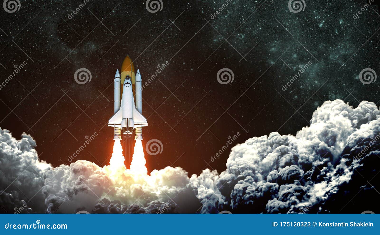 Space Shuttle Launch on Background of Night Sky Stock Video - Video of ...