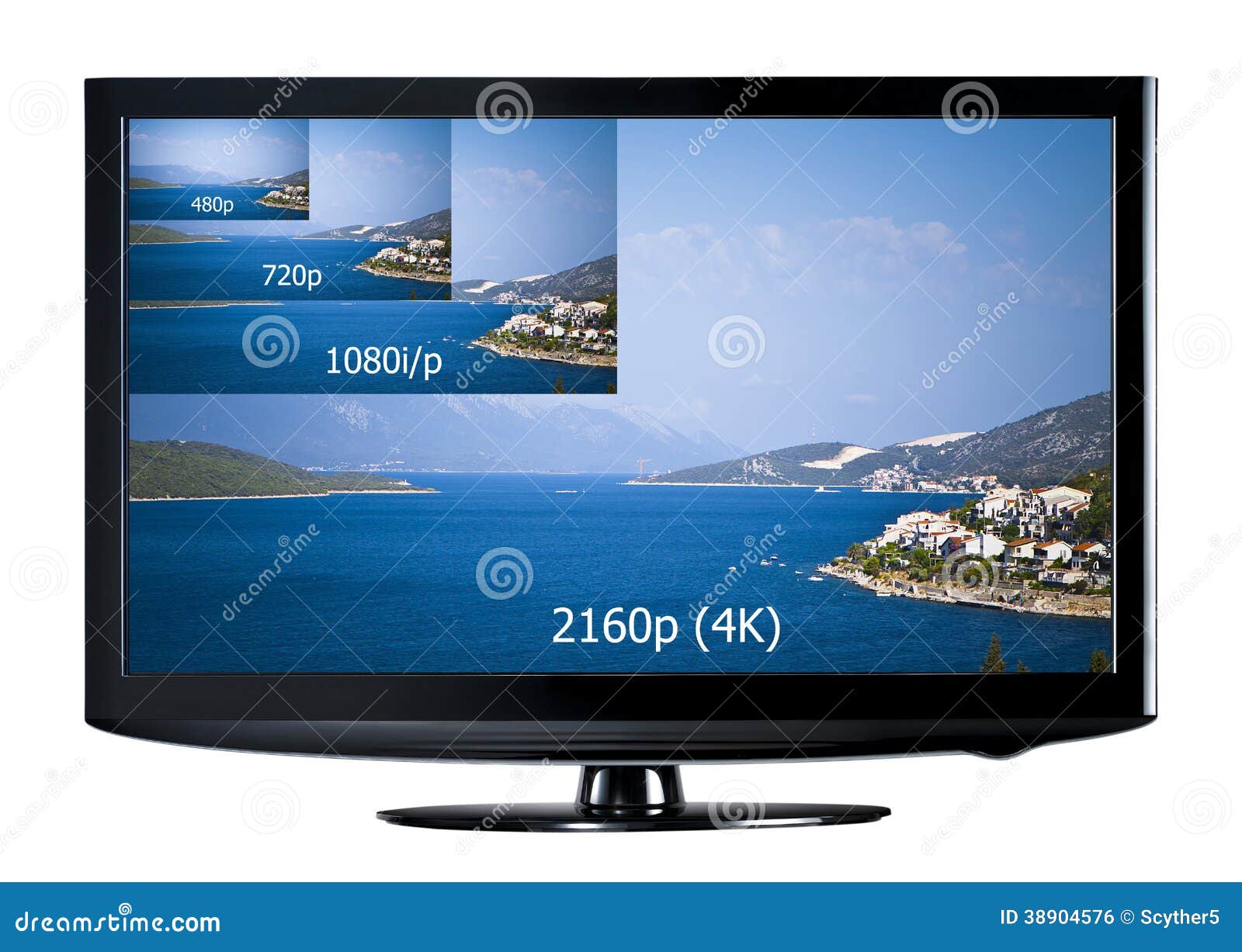 4K Television Display With Comparison Of Resolutions. Ultra HD On On ...