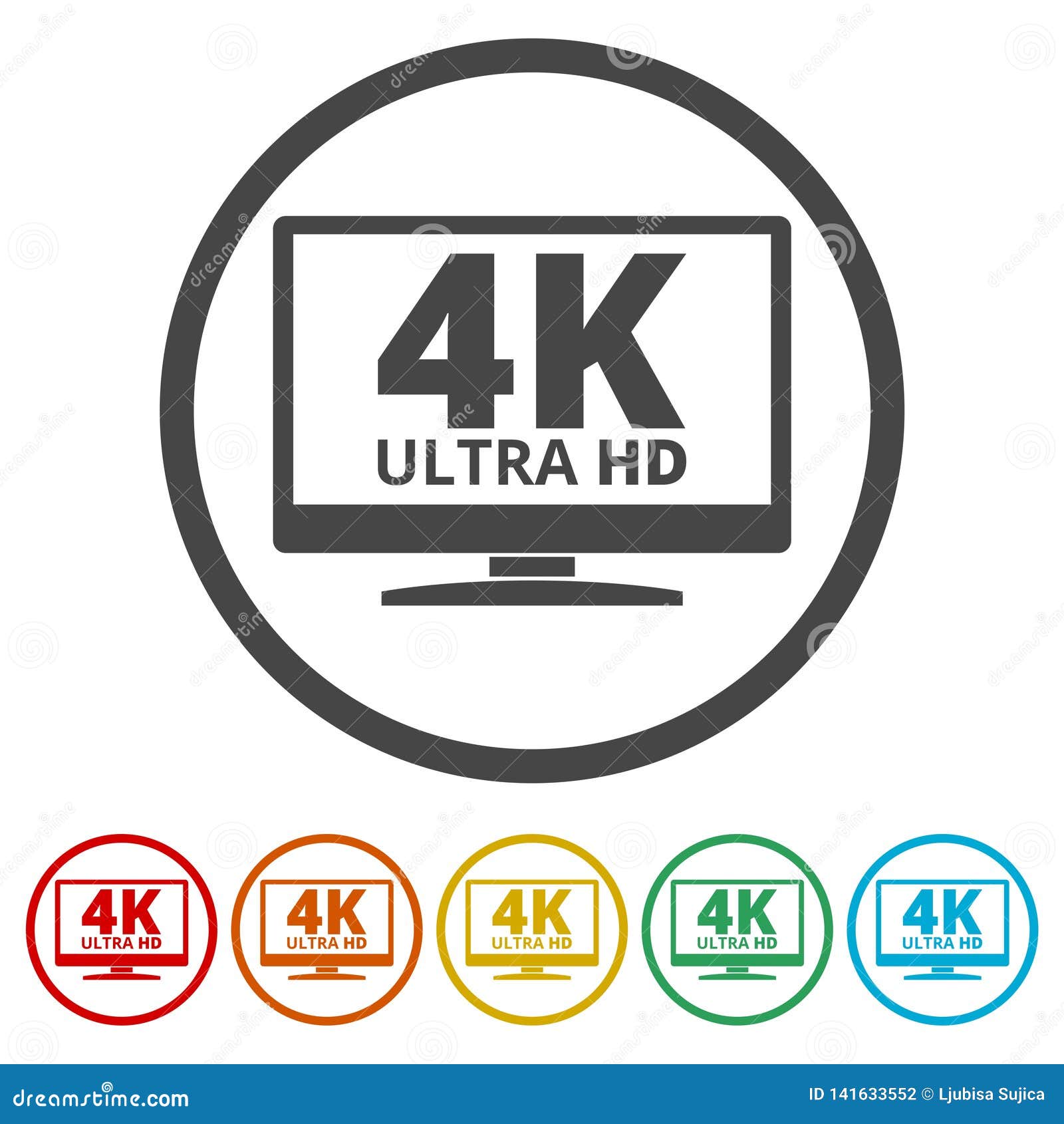 4K UltraHD Sticker Icon - Vector Illustration - Isolated On Transparent ...
