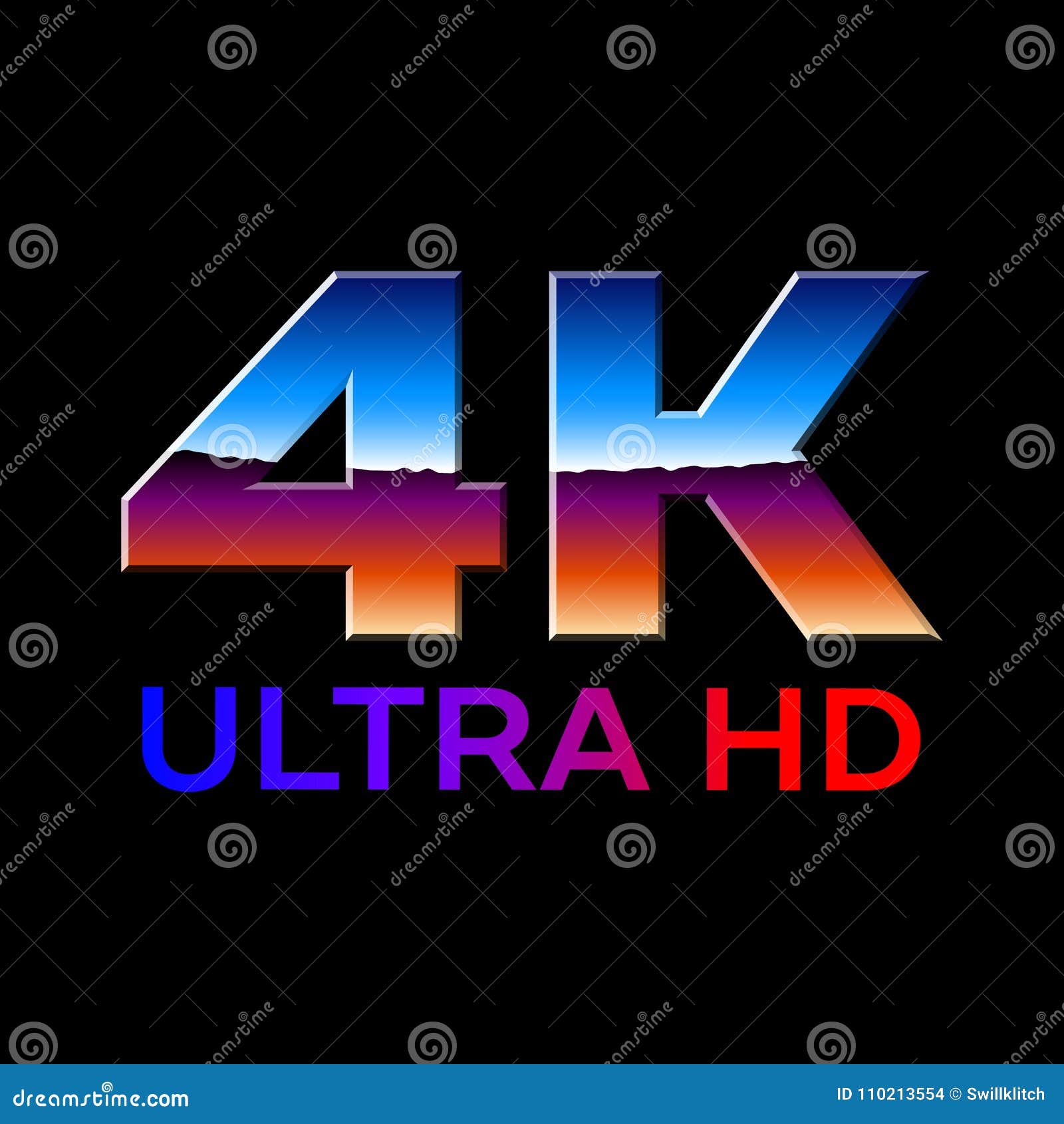 4k Ultra HD Format Logo with Shiny Chrome Letters Stock Vector ...