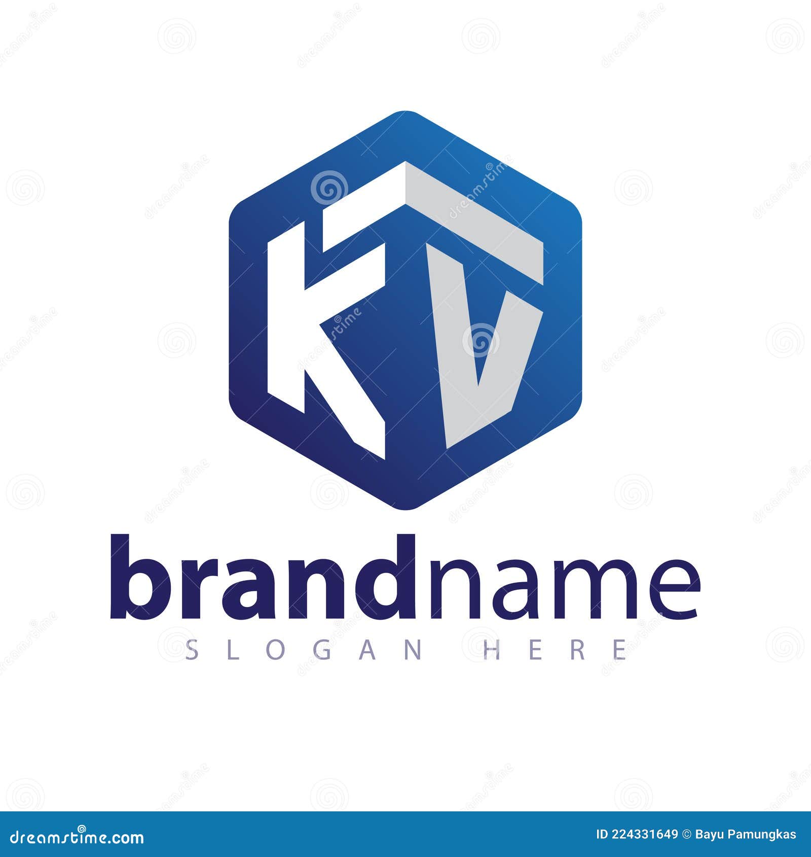 K V Initial Letter Hexagonal Logo Vector Stock Vector - Illustration of ...