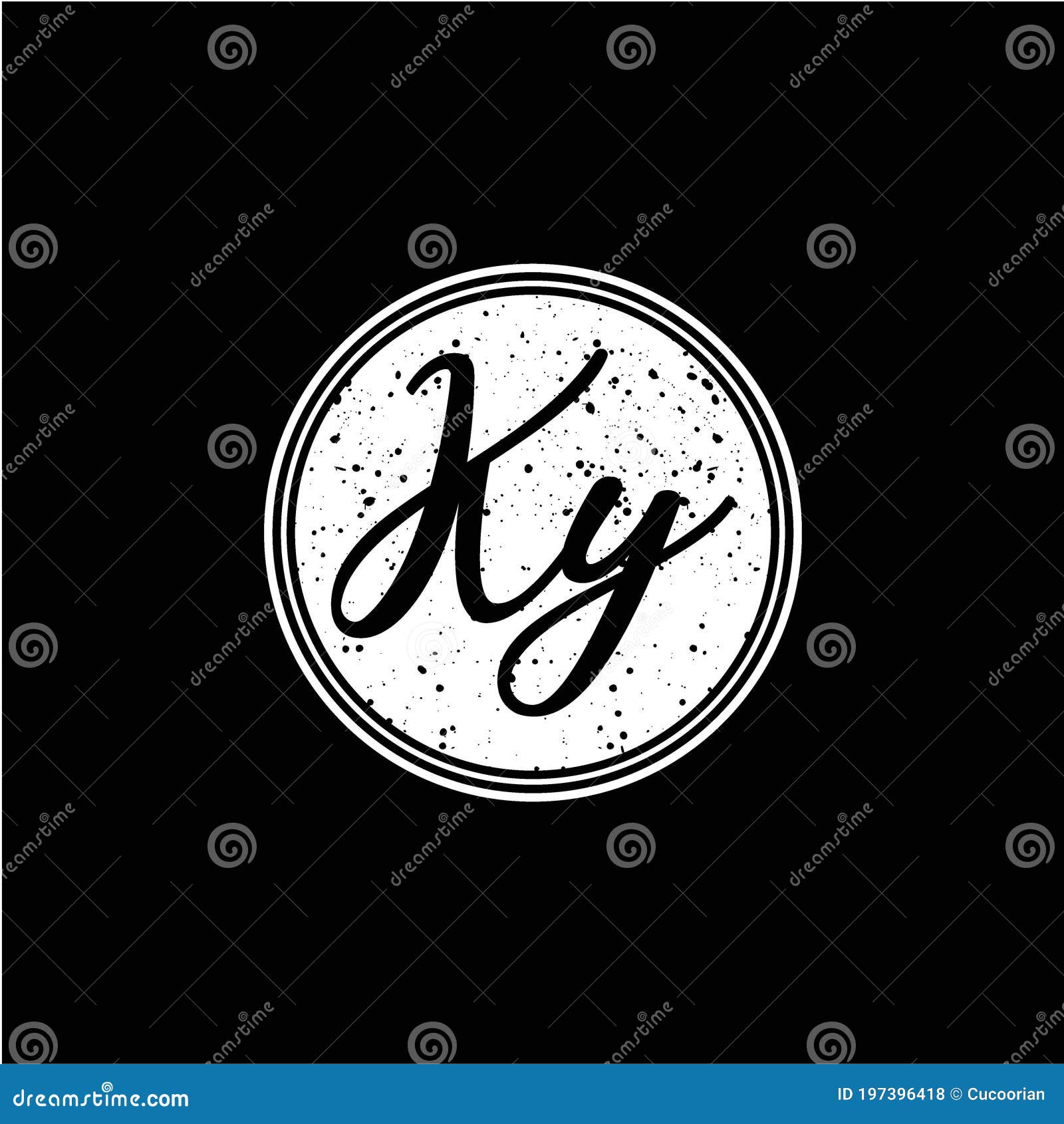 K Y Initial Handwriting in Black and White Circle Frame Design Stock ...