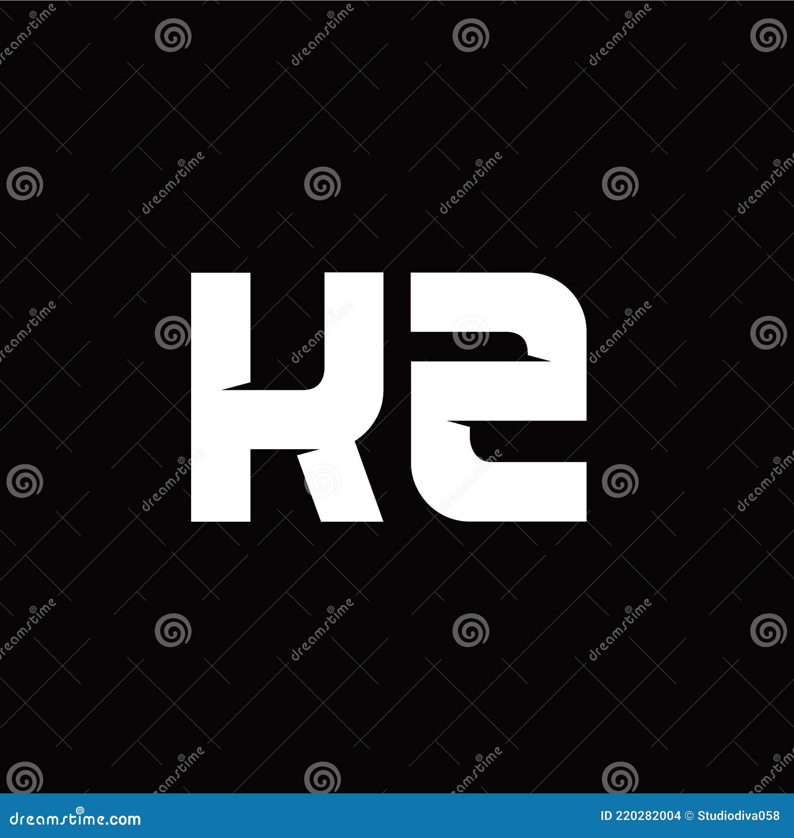 K Z Letter Monogram Style Initial Logo Template Stock Vector ...