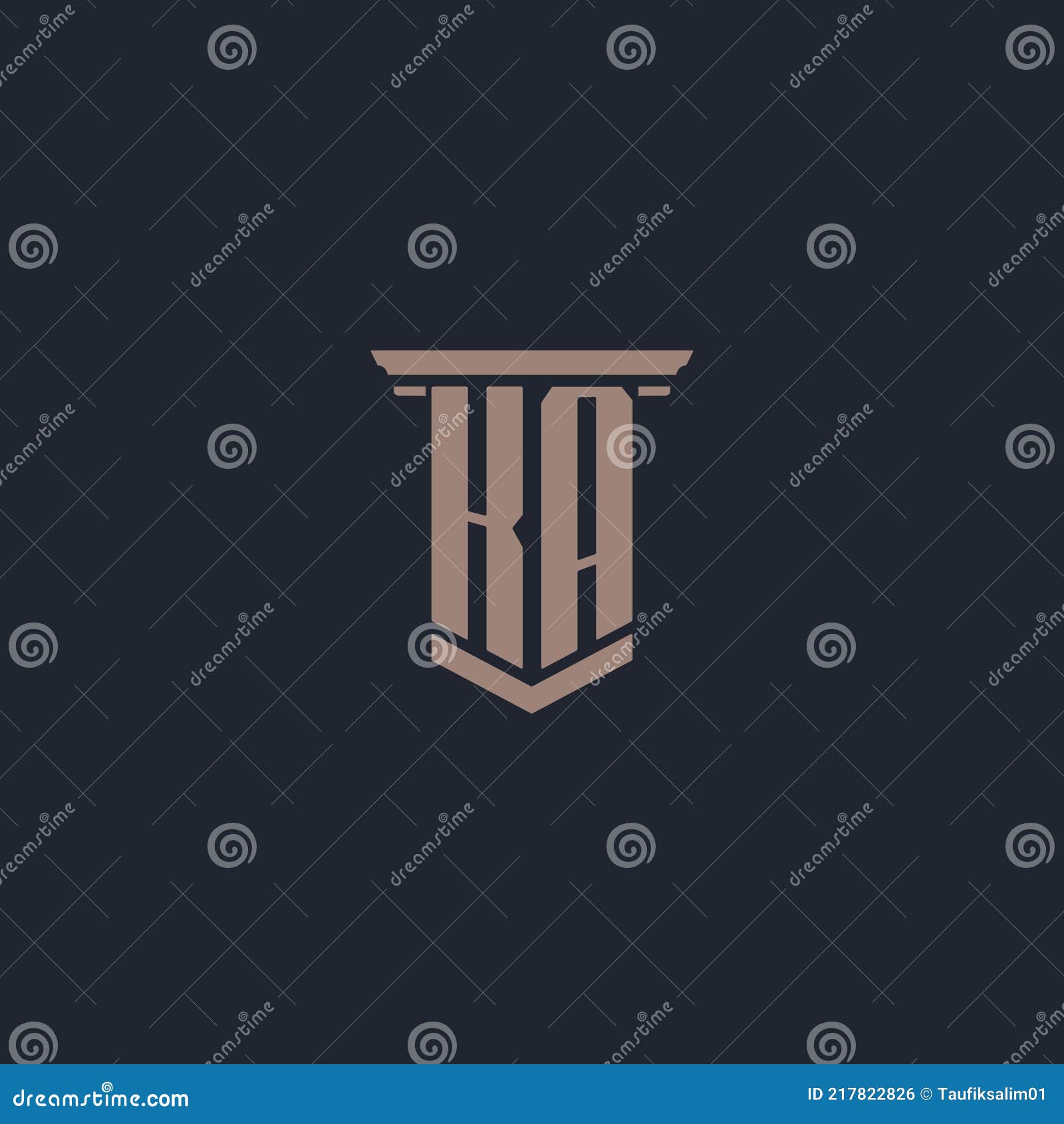 KA Initial Monogram Logo with Pillar Style Design Stock Vector ...
