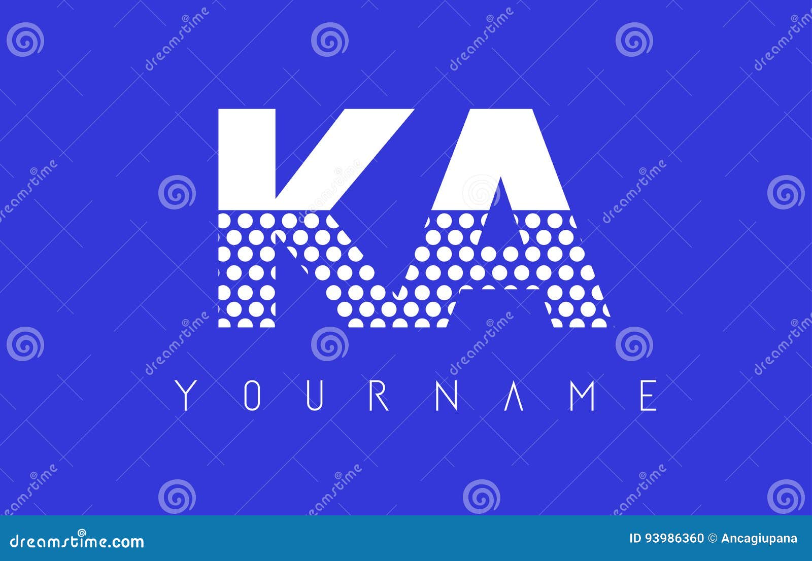KA K a Dotted Letter Logo Design with Blue Background. Stock Vector ...