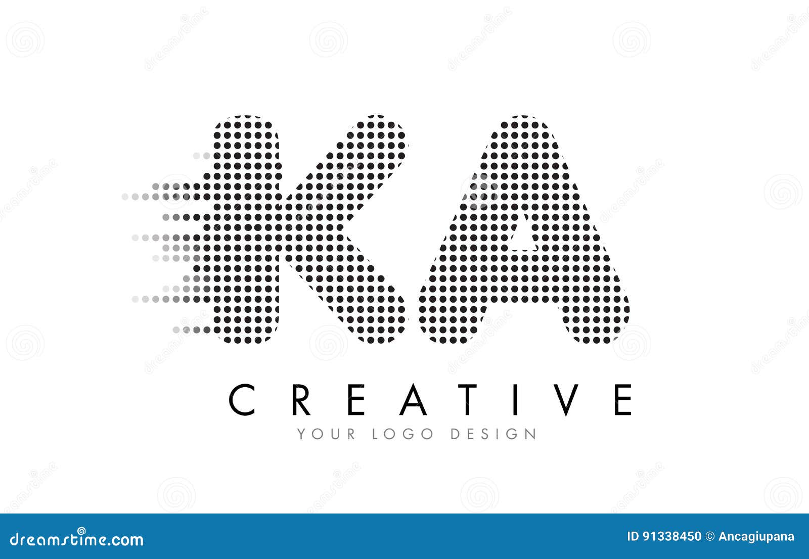 KA K a Letter Logo with Black Dots and Trails. Stock Vector ...