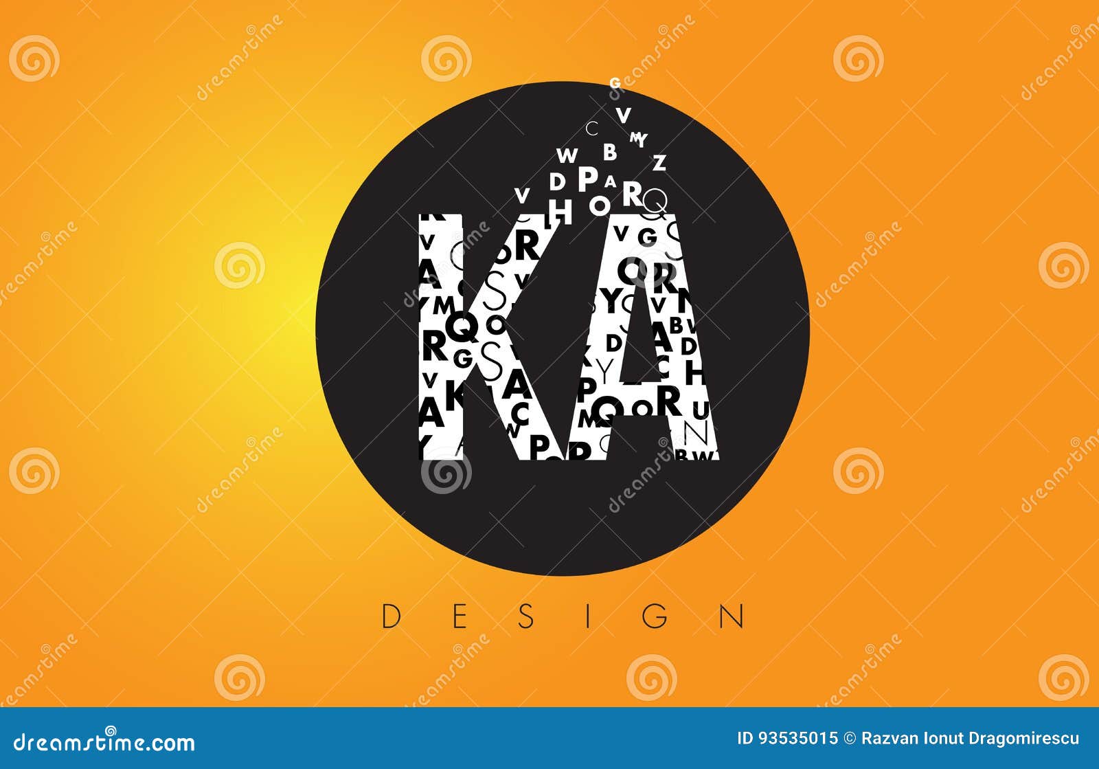 KA K a Logo Made of Small Letters with Black Circle and Yellow B Stock ...