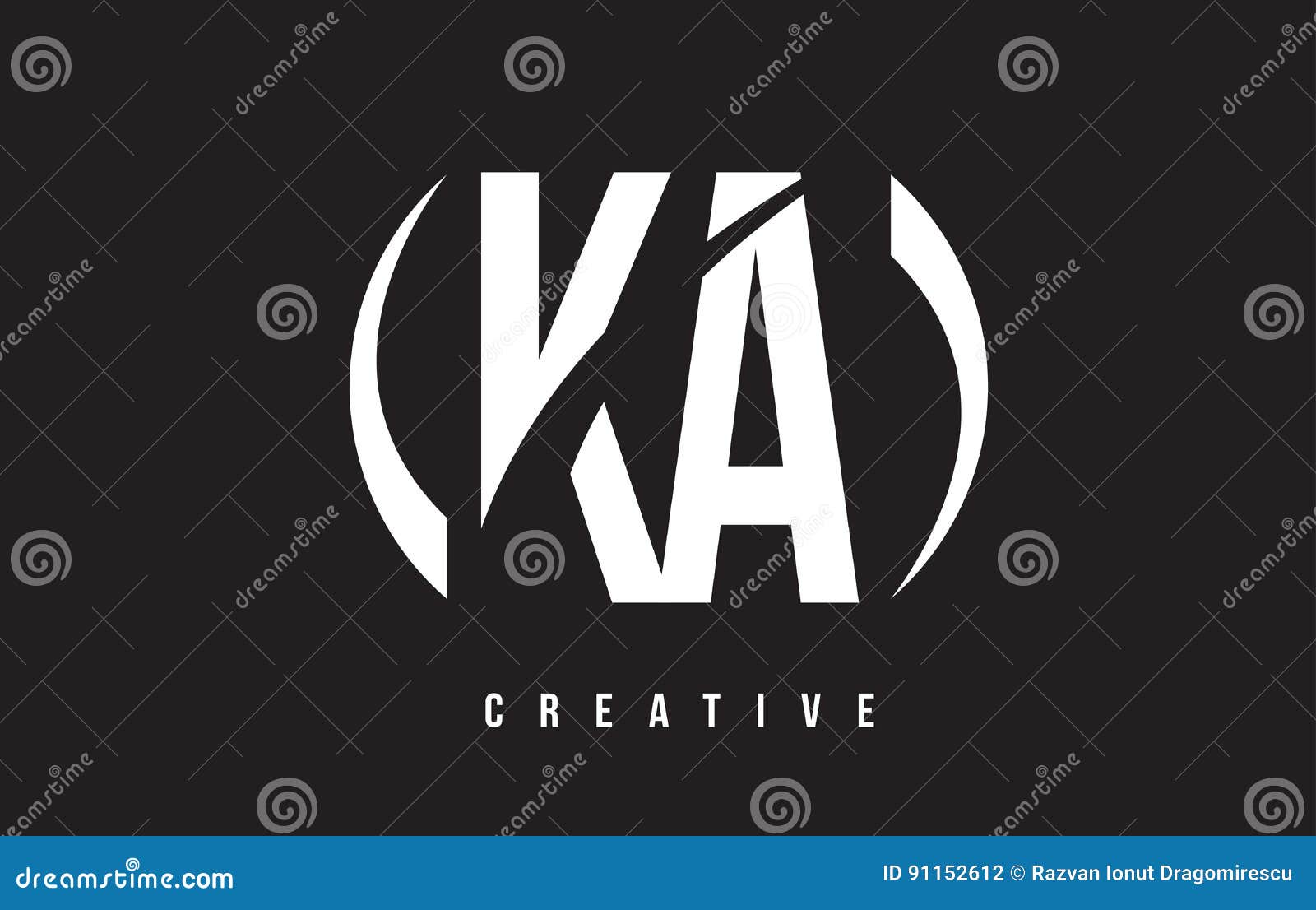 KA K a White Letter Logo Design with Black Background. Stock Vector ...