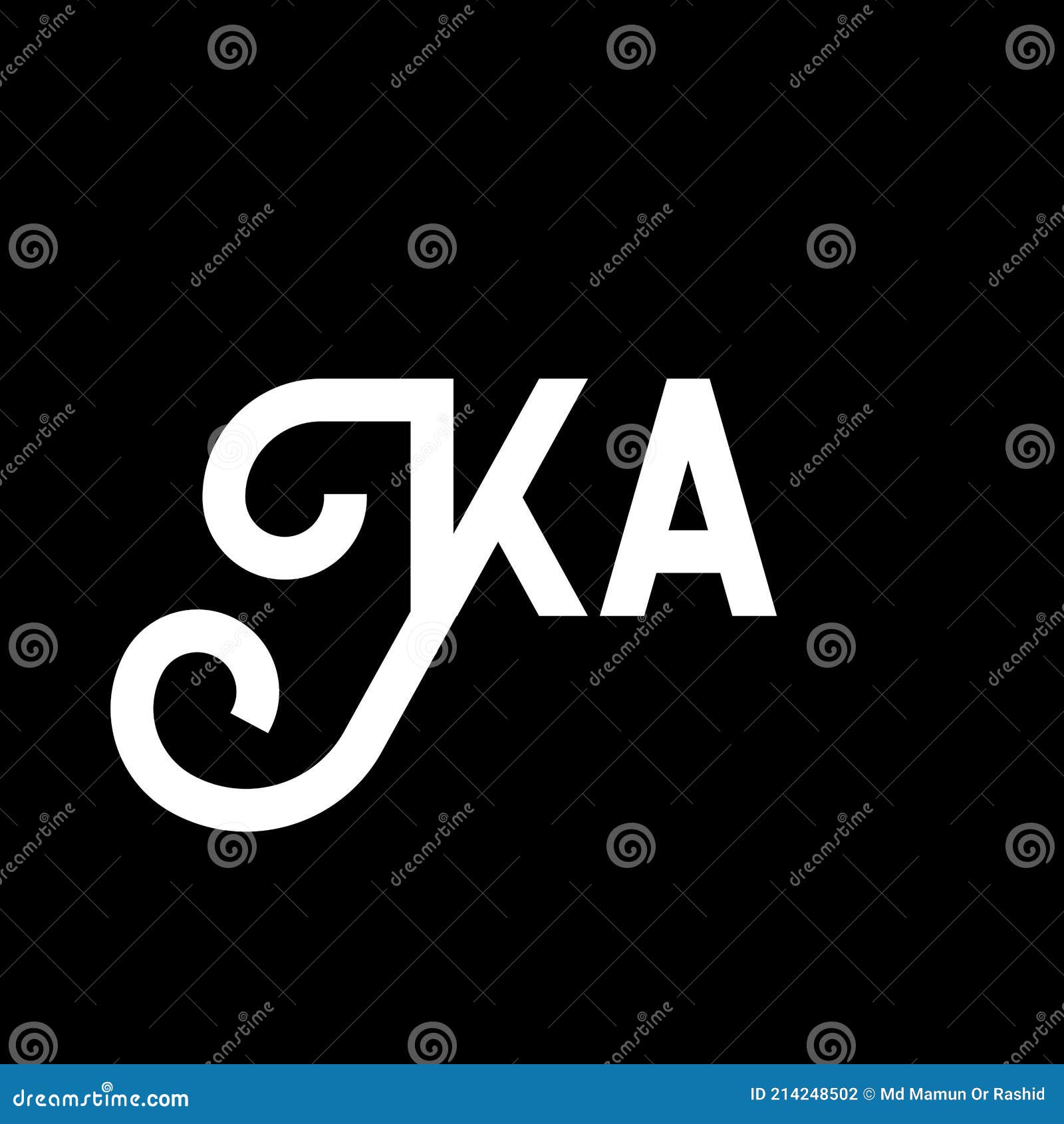 KA Letter Logo Design on Black Background. KA Creative Initials Letter ...