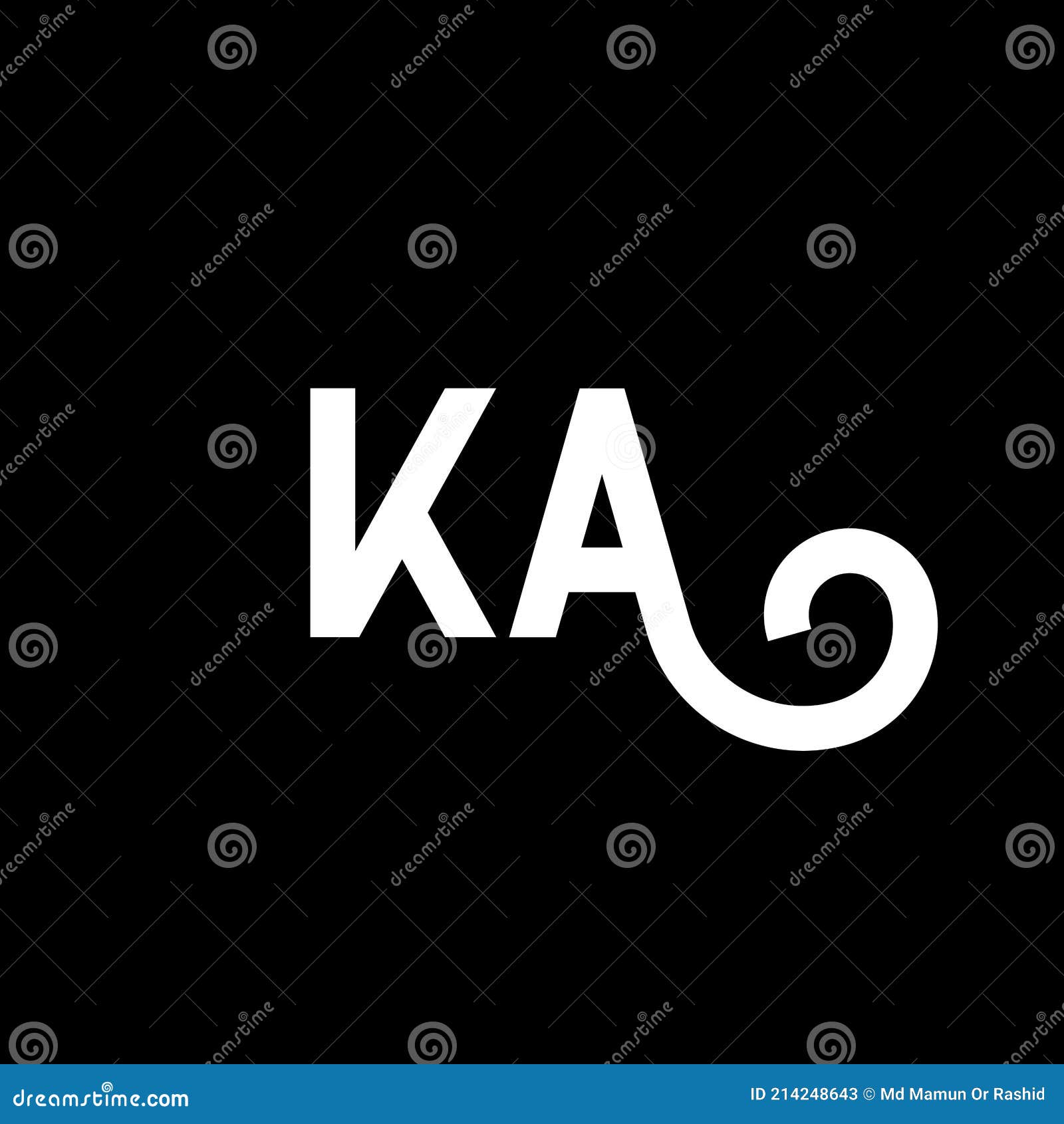 KA Letter Logo Design on Black Background. KA Creative Initials Letter ...