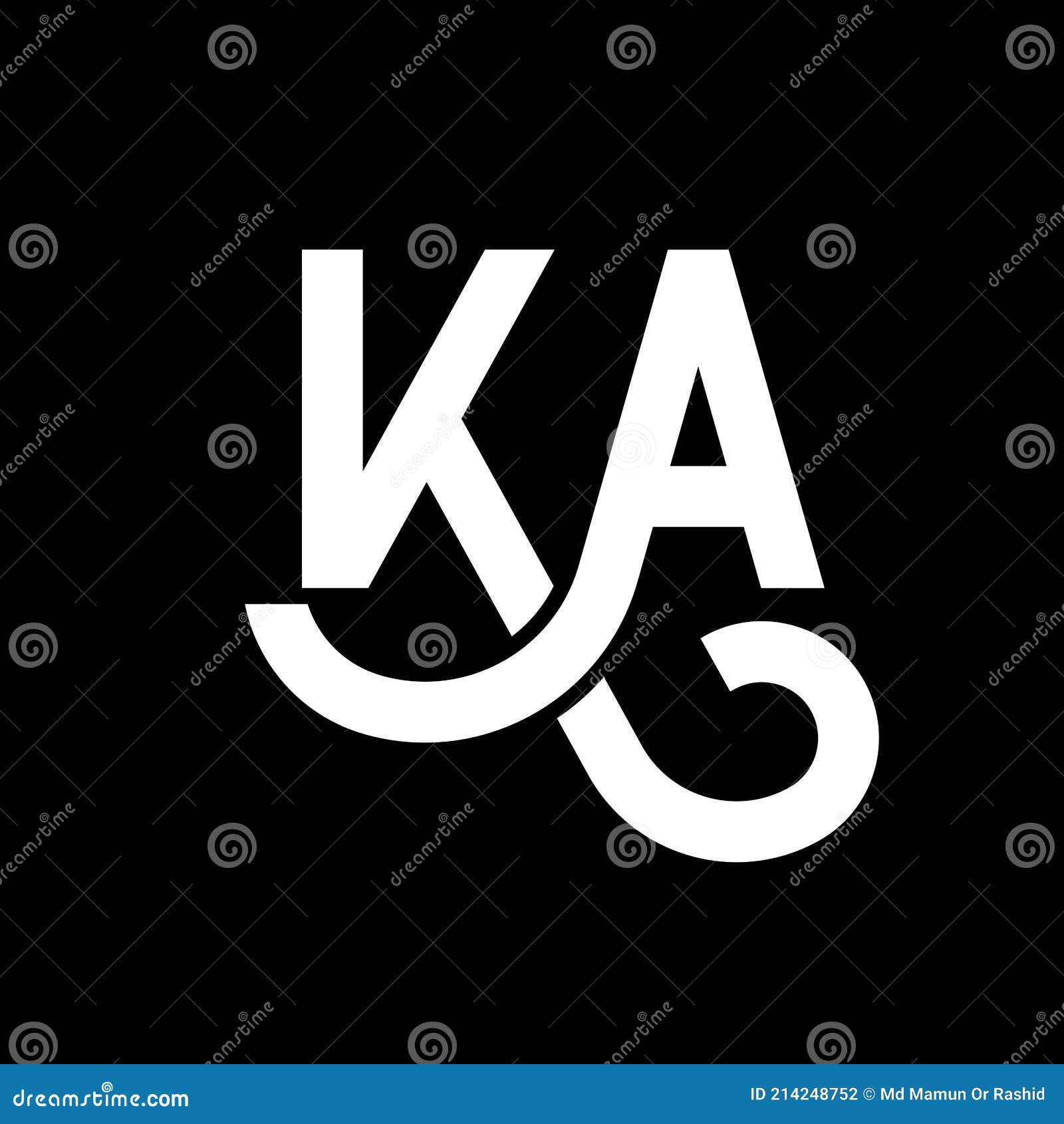 KA Letter Logo Design on Black Background. KA Creative Initials Letter ...