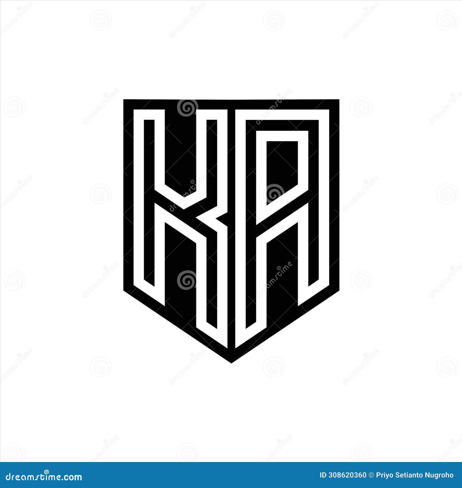 KA Logo Monogram Shield Geometric White Line Inside Black Shield Color ...