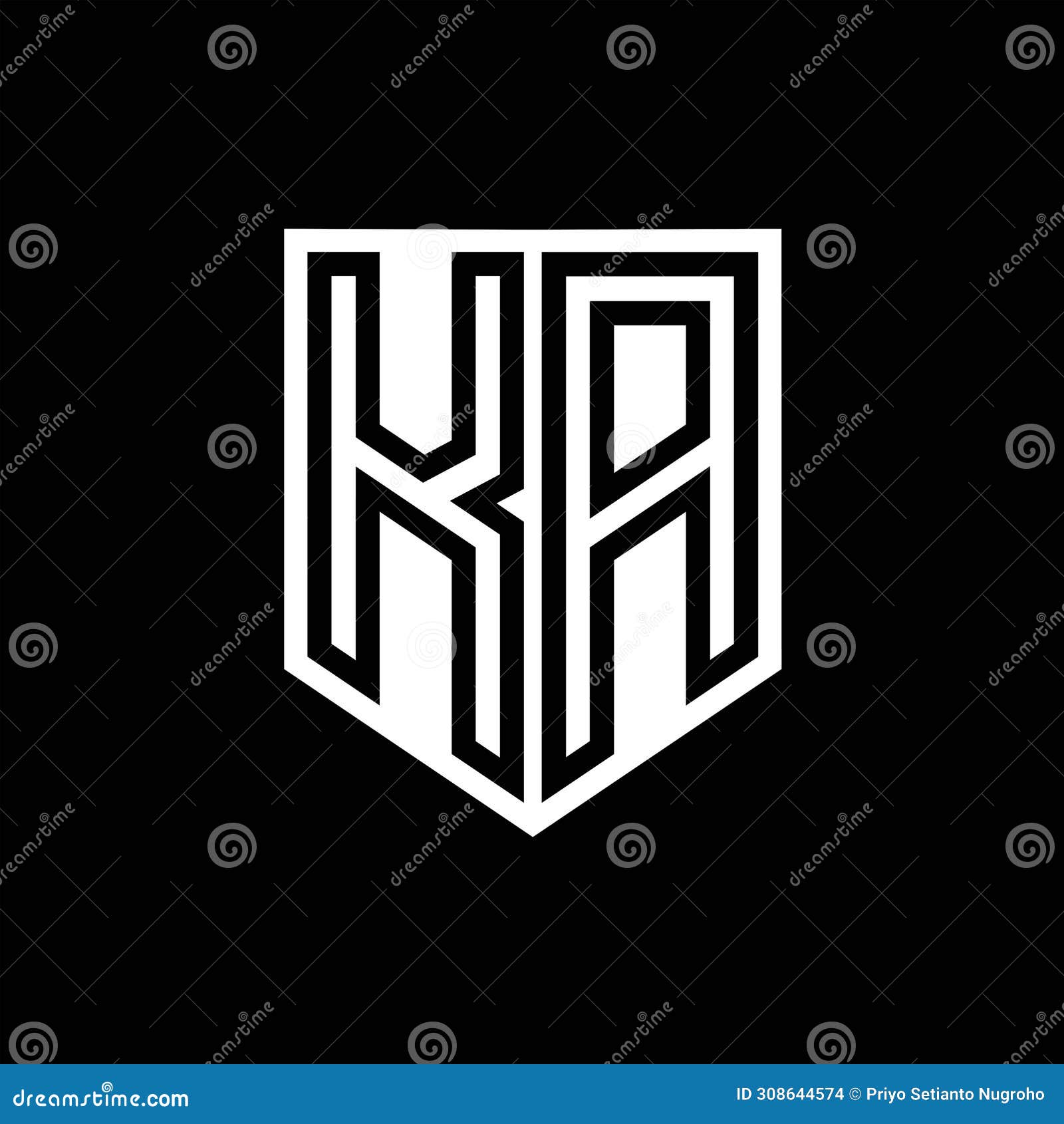 KA Logo Monogram Shield Geometric Black Line Inside White Shield Color ...