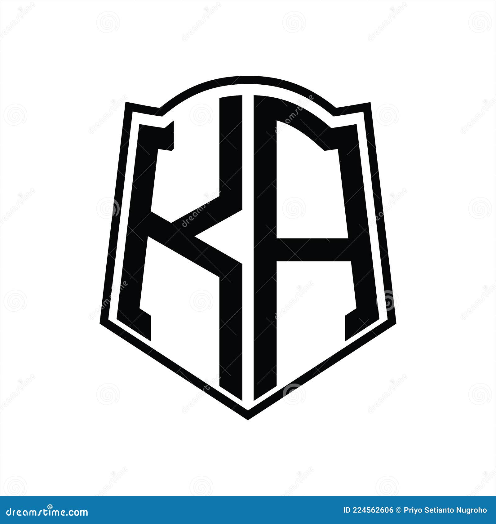 KA Logo Monogram with Shield Shape Outline Design Template Stock Vector ...