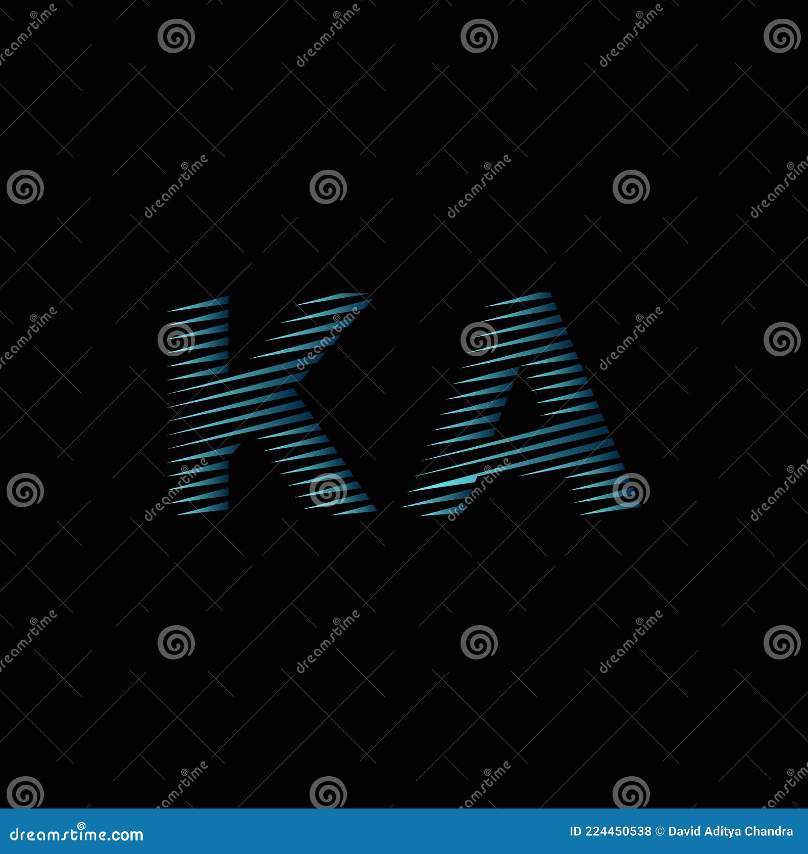 KA Monogram Lines Style Blue Light Vector Stock Vector - Illustration ...