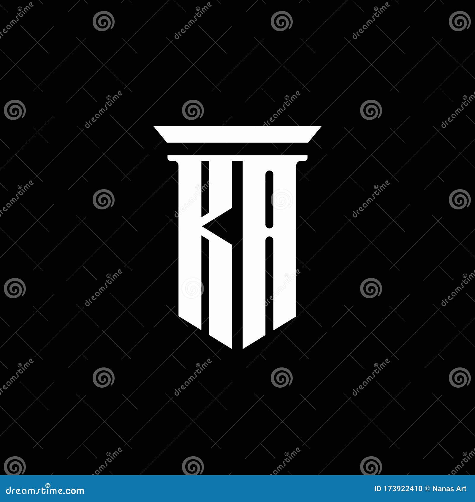 KA Monogram Logo with Emblem Style Isolated on Black Background Stock ...
