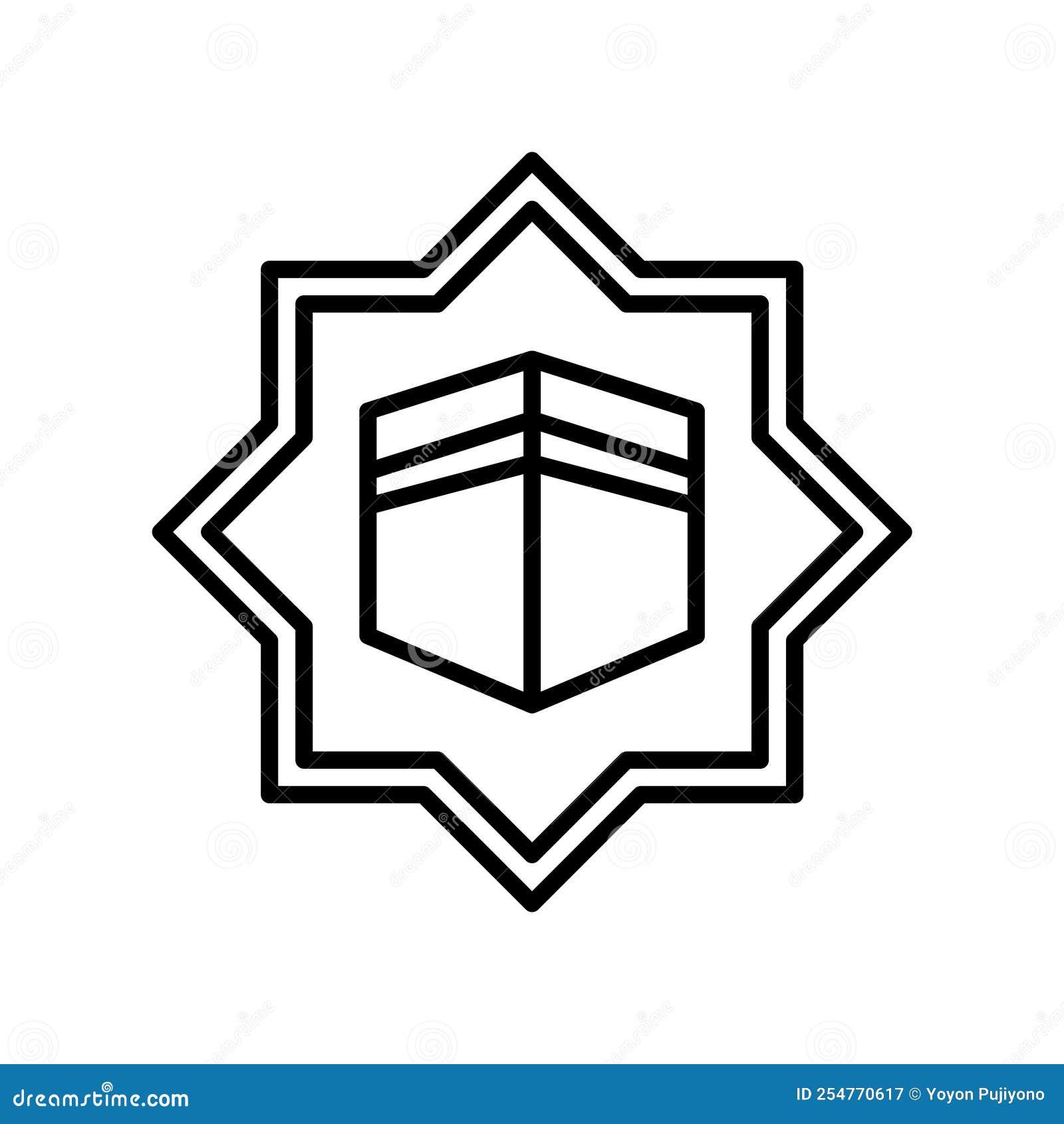 Kaaba Icon in Black Outline Style Stock Vector - Illustration of muslim, mecca: 254770617