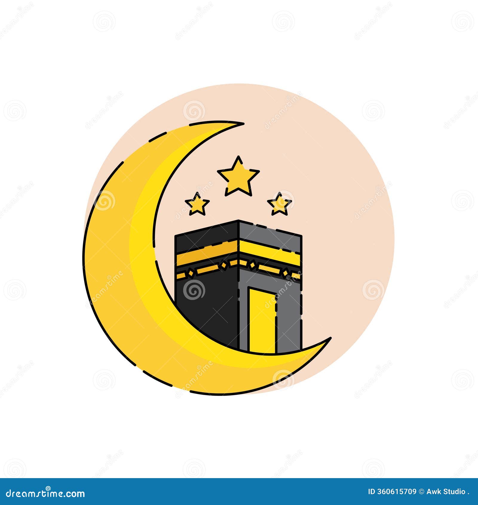 Kaaba Icon Set. Islamic Makkah Madina Building Vector Symbol. Muslim ...