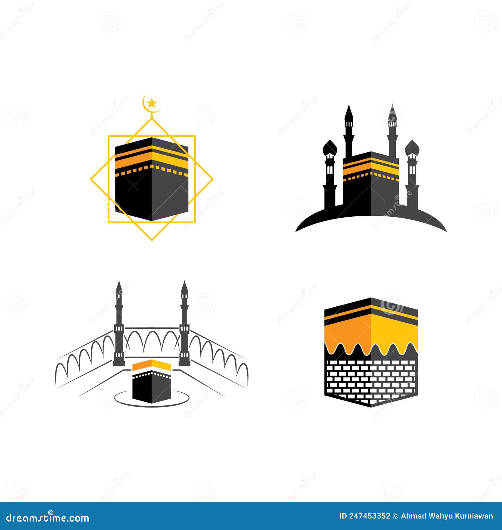 Kaaba logo illustration stock vector. Illustration of islamic - 247453352