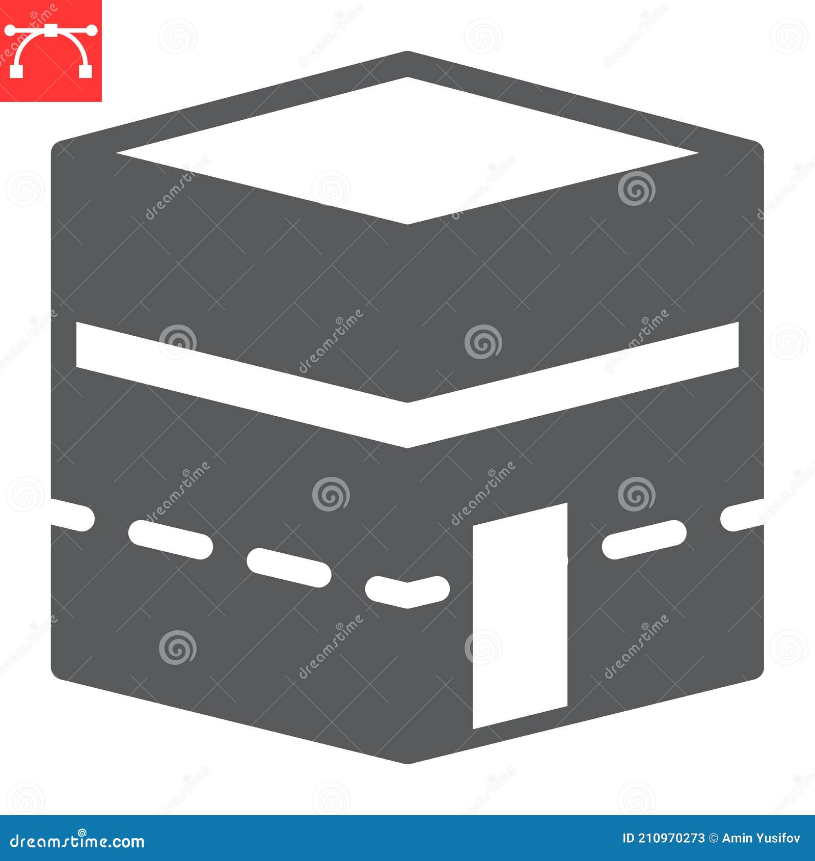 Kaaba Mecca Glyph Icon, Happy Ramadan and Makkah, Mecca Building Vector ...