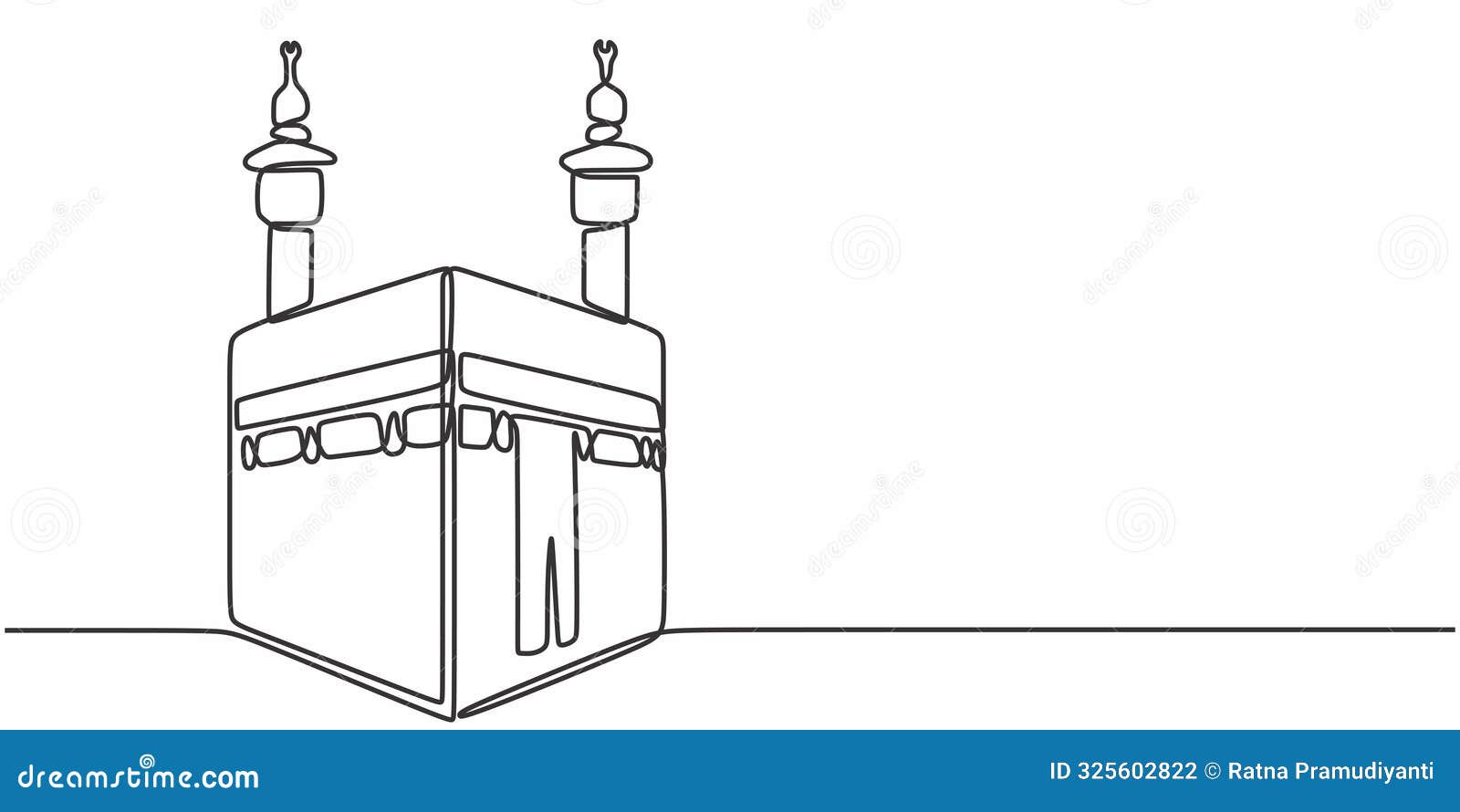 Kaaba In One Single Continuous Line Drawing Isolated On White ...