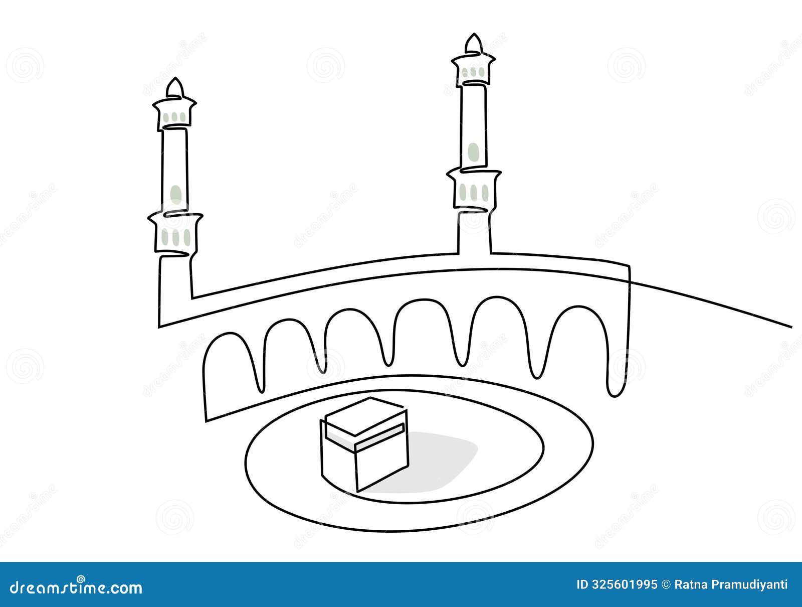 Kaaba In One Single Continuous Line Drawing Isolated On White ...