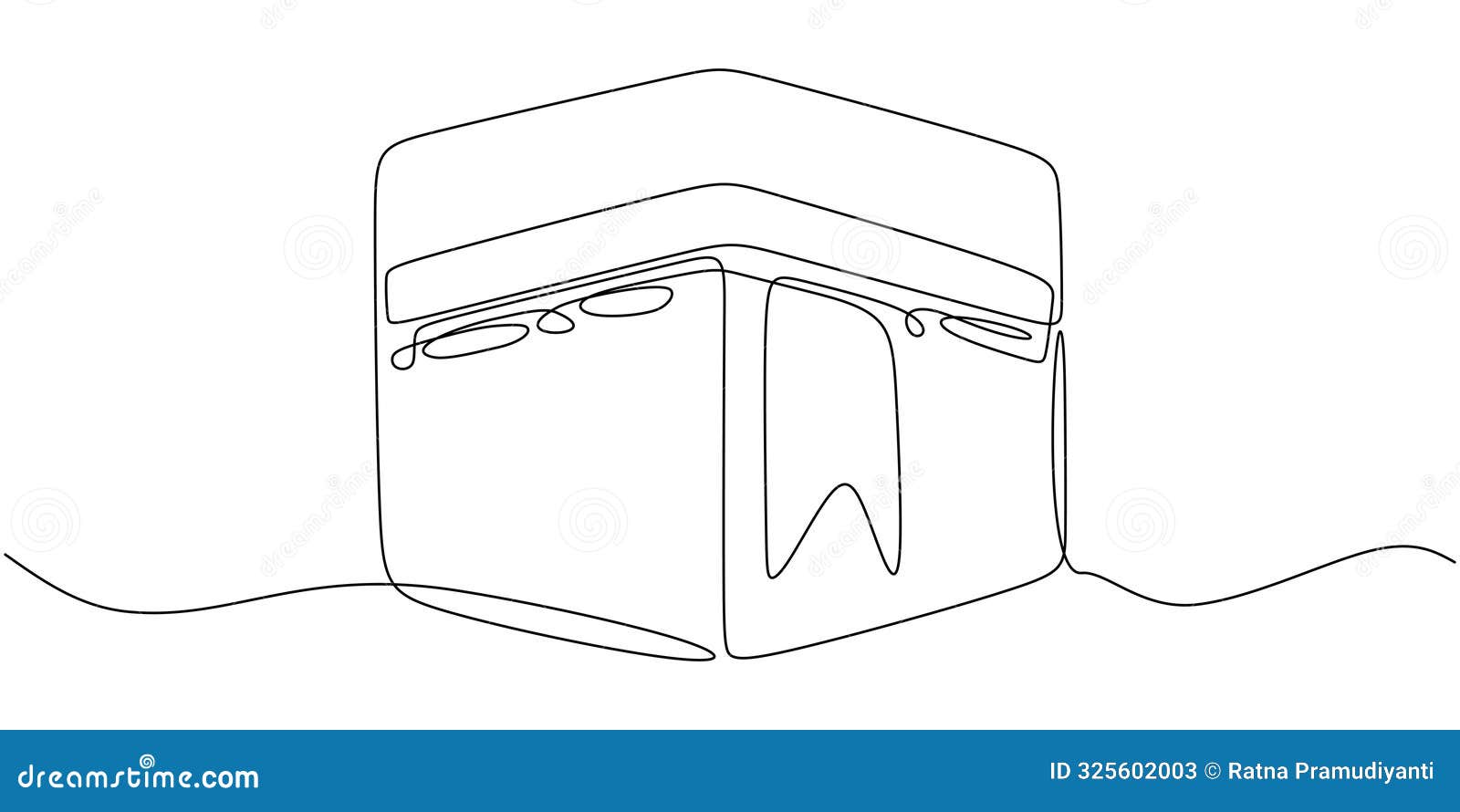 Kaaba In One Single Continuous Line Drawing Isolated On White ...