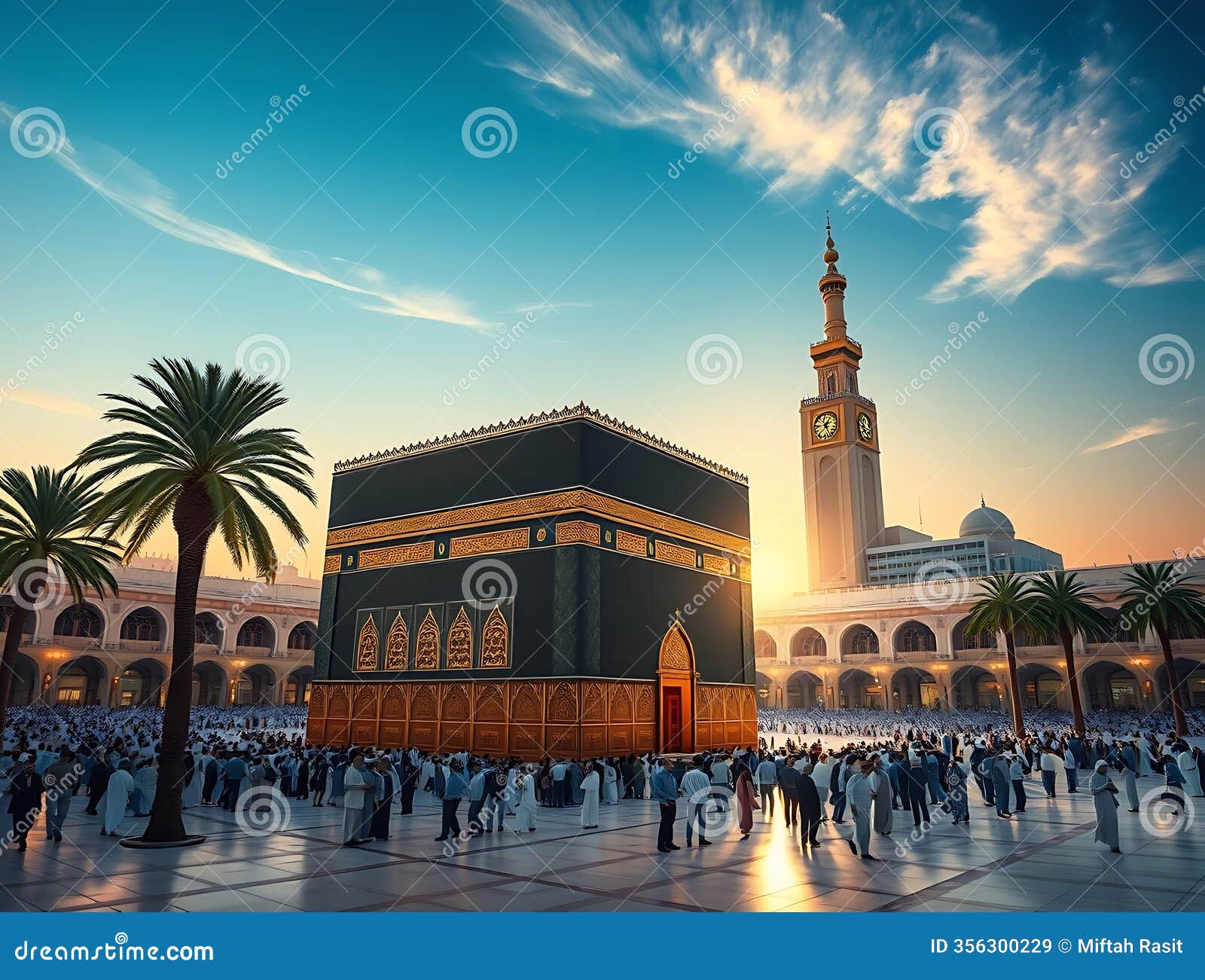 The Kaaba and Pilgrims at Sunrise in Mecca Stock Image - Image of ...