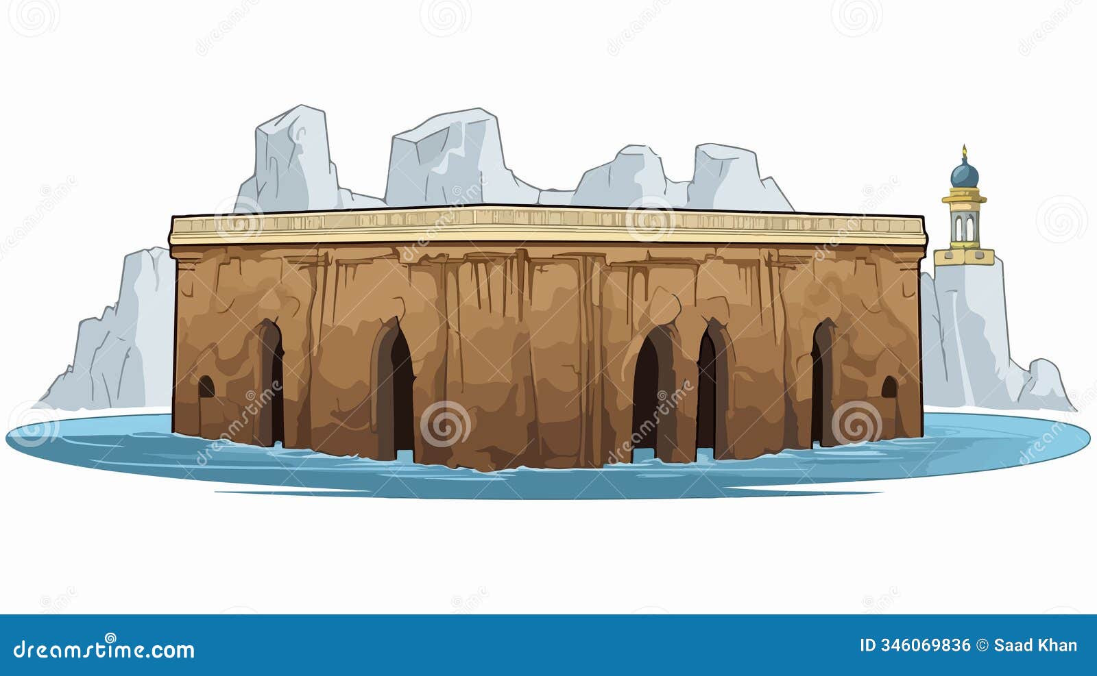 Kaaba Drawing With Crescent Moon And Minarets Royalty-Free Stock Image ...