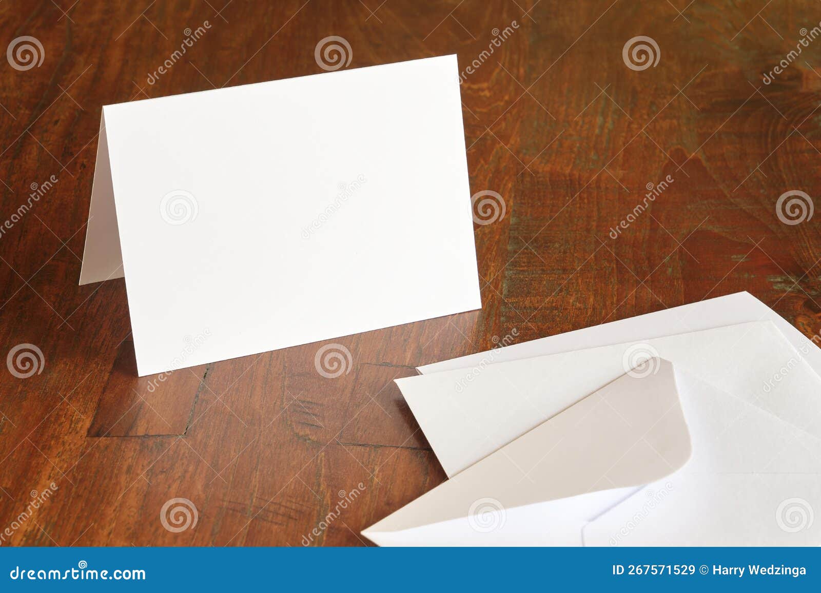 Standing Blank Empty Rectangular Greeting Card and Envelope Mock-up ...