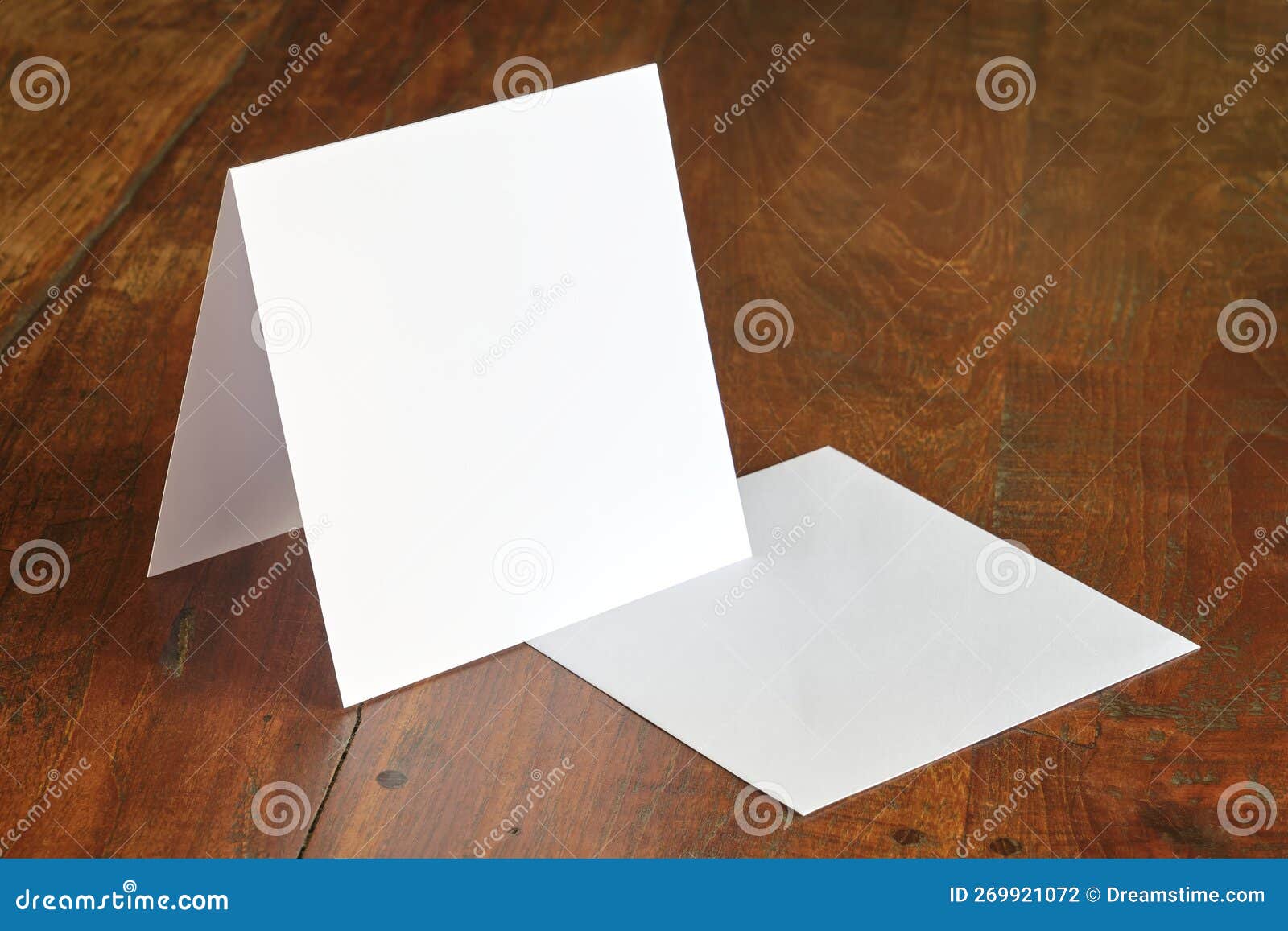 Standing Blank Empty Square Greeting Card and Envelope Mock-up Stock ...