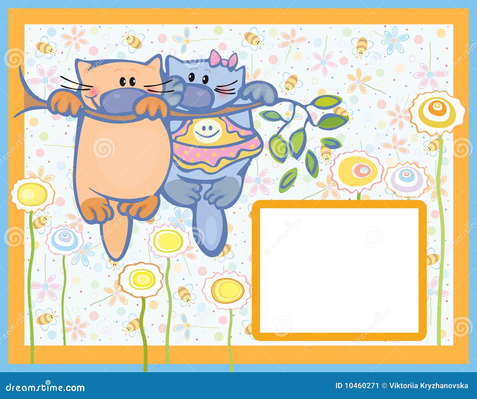 Kaart, Kleine Katjes Op Boom. Vector Illustratie - Illustration of ...