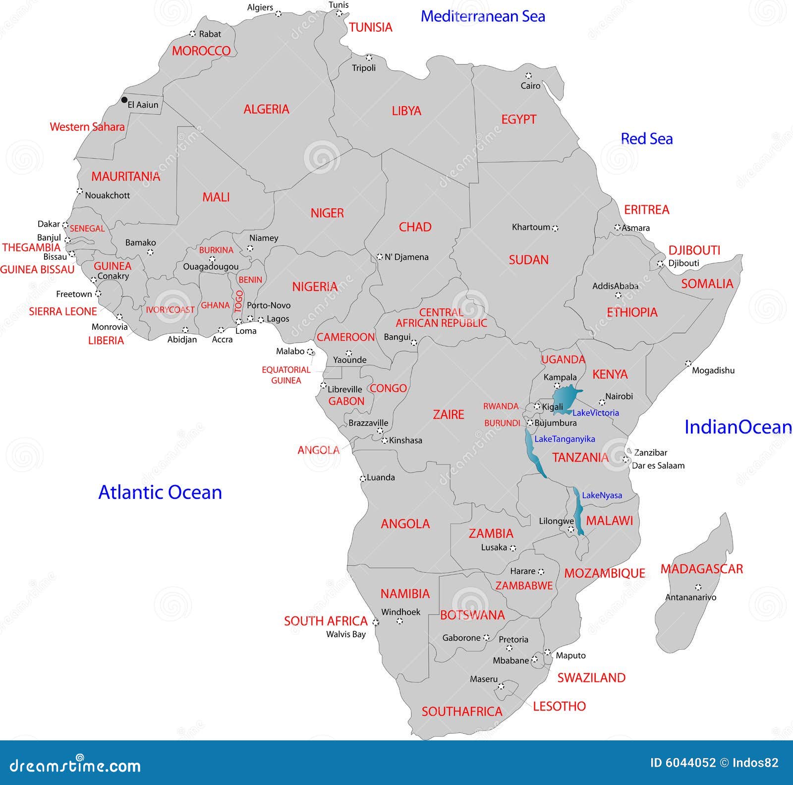 Kaart van Afrika vector illustratie. Illustration of aardrijkskunde ...