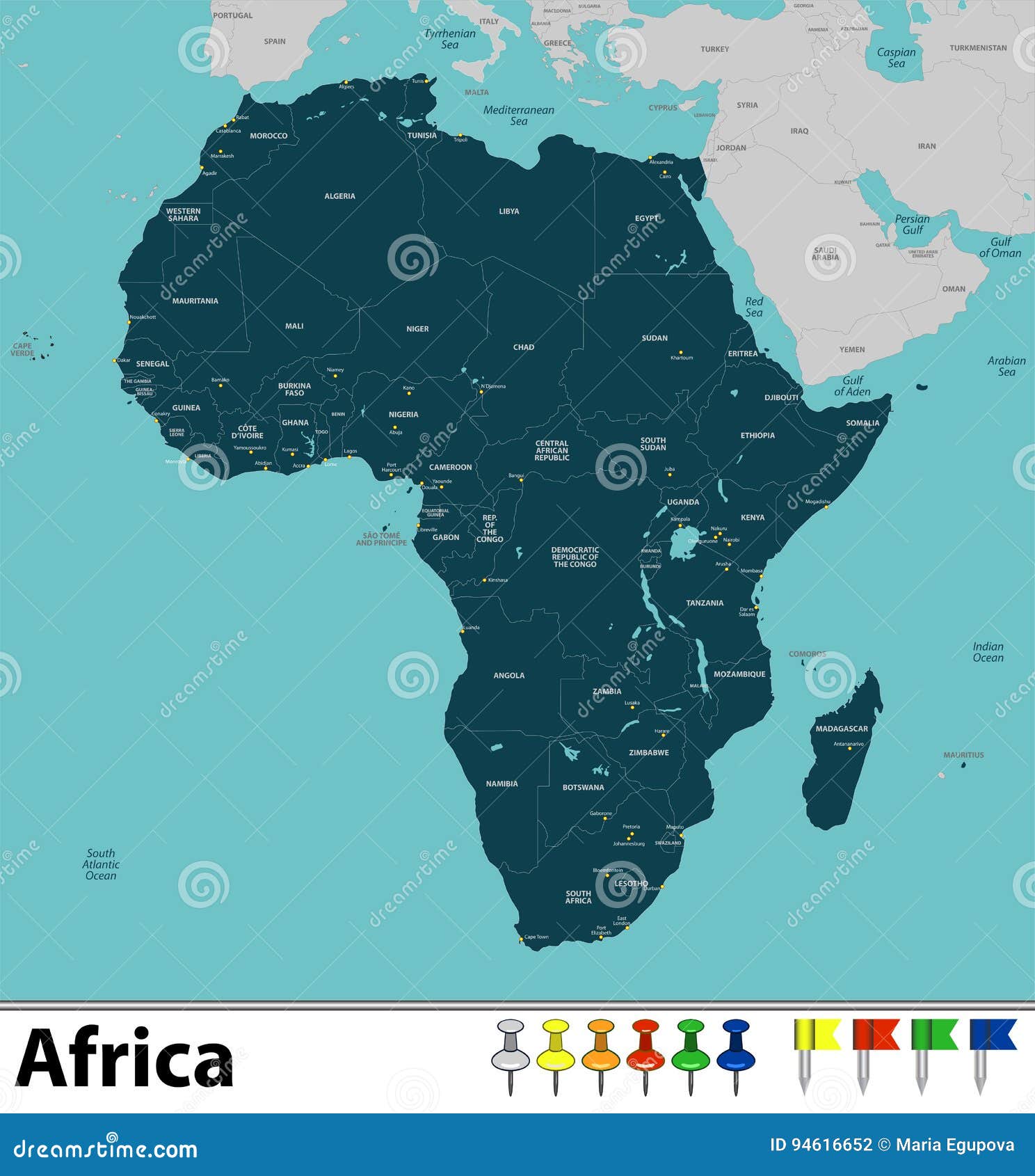 Kaart van Afrika vector illustratie. Illustration of tsjaad - 94616652