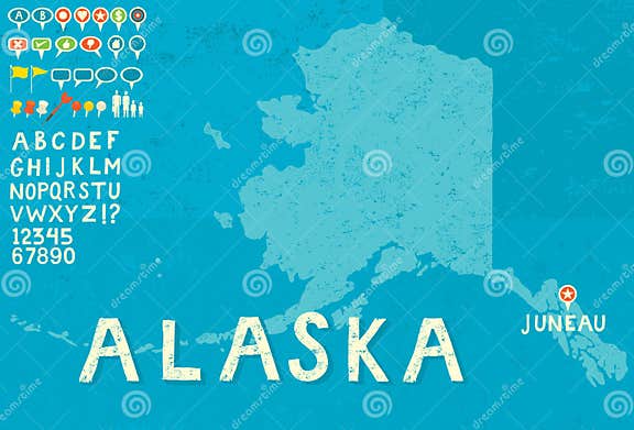 Kaart van Alaska vector illustratie. Illustration of schilderij - 51695067
