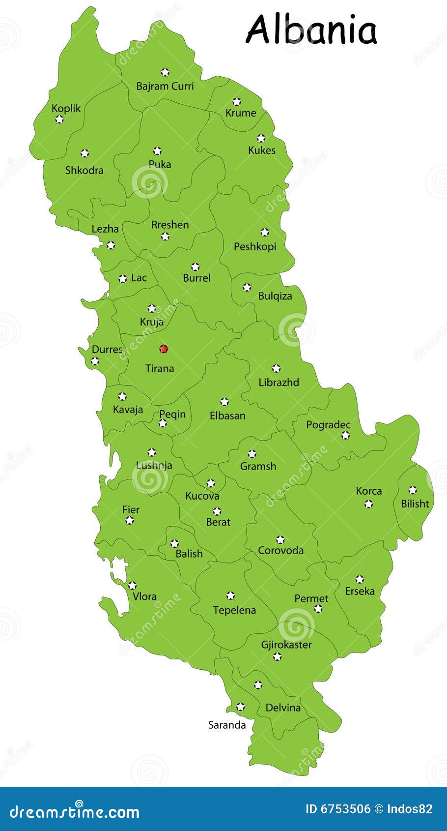 Kaart van Albanië vector illustratie. Illustration of land - 6753506