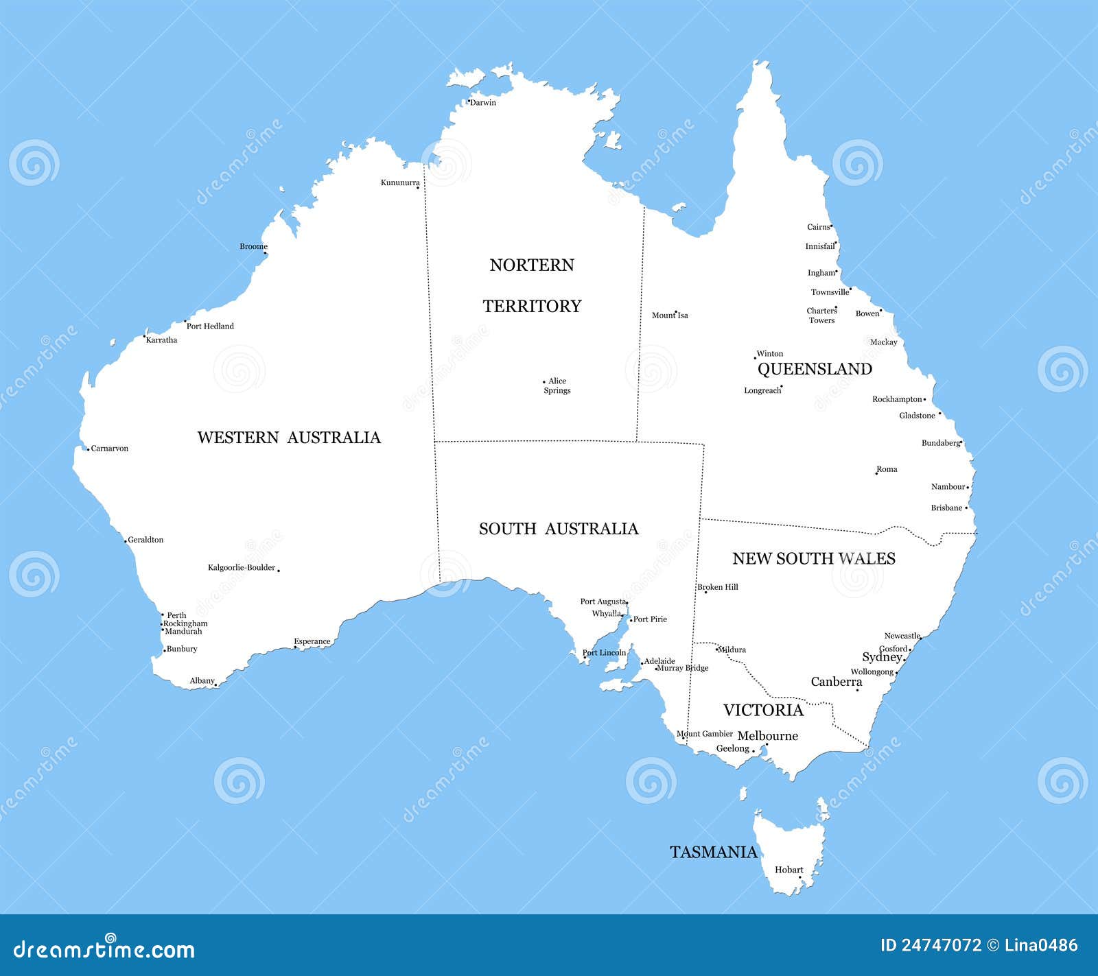 Kaart van Australië stock illustratie. Illustration of rivieren - 24747072