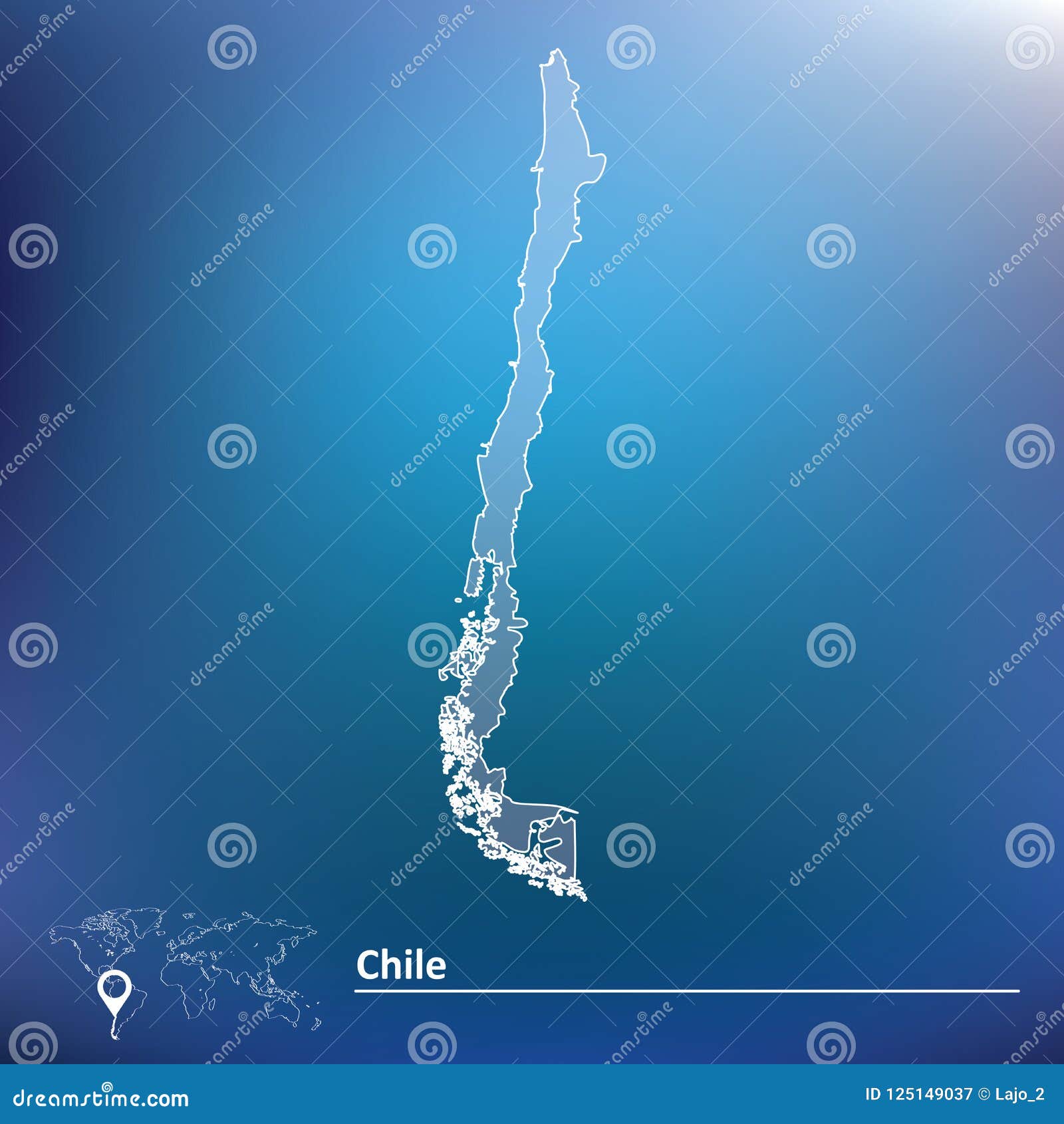 Kaart van Chili vector illustratie. Illustration of aardrijkskunde ...