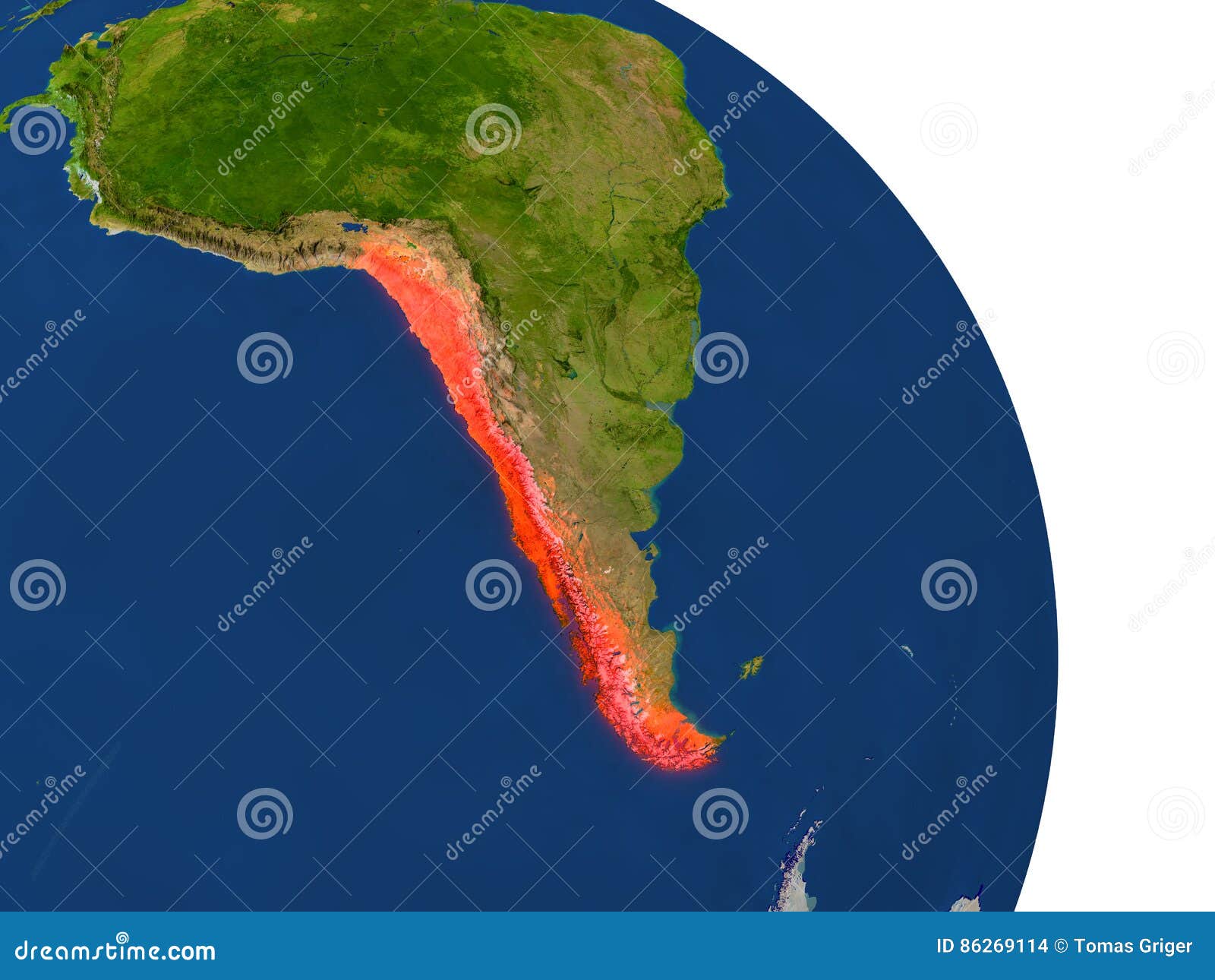 Kaart van Chili in rood stock illustratie. Illustration of realistisch ...
