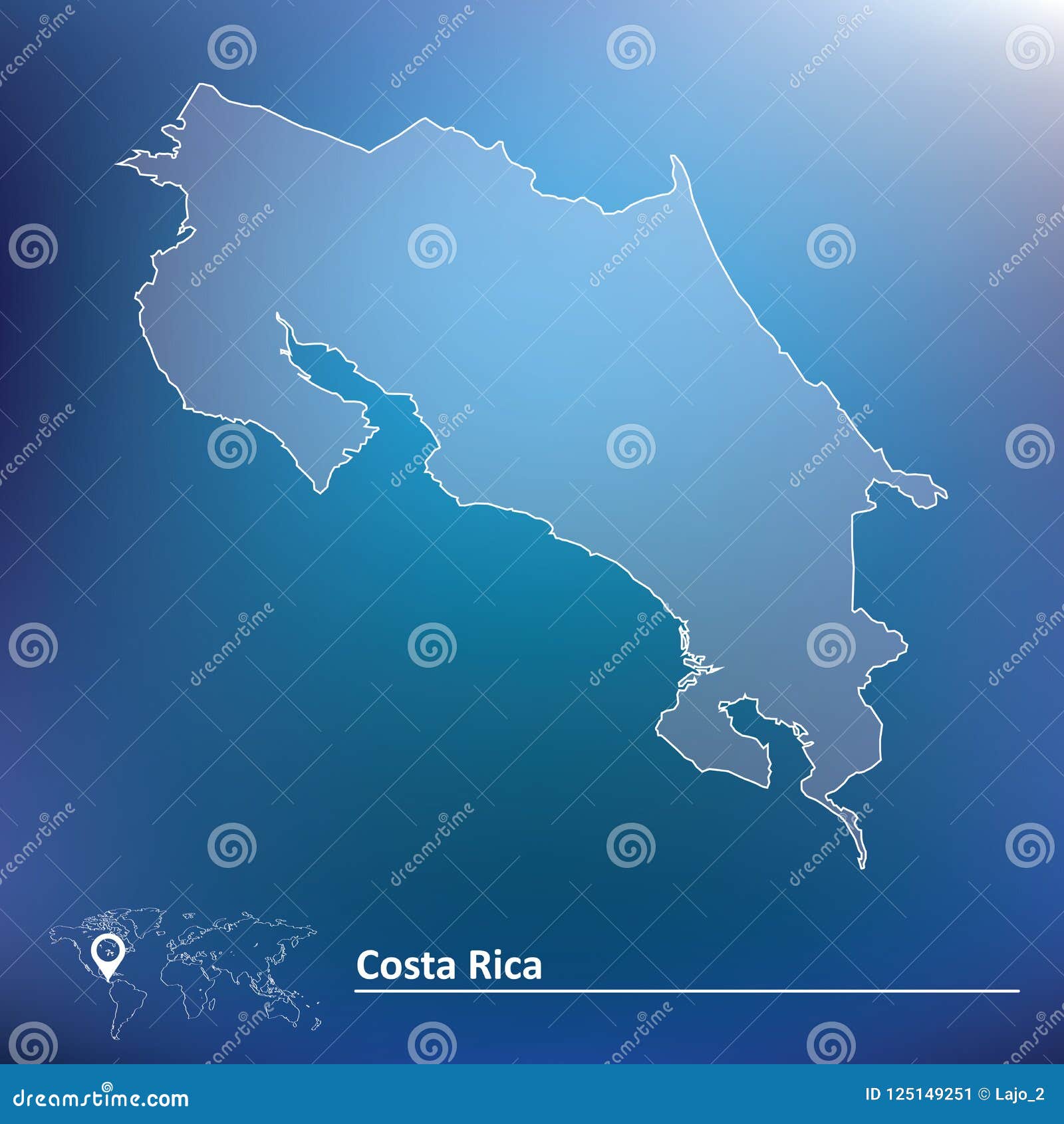 Kaart van Costa Rica vector illustratie. Illustration of republiek ...