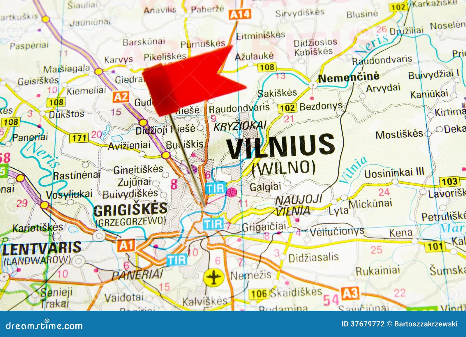 Kaart Van De Geselecteerde Stad Vilnius, Litouwen Stock Foto - Image of ...