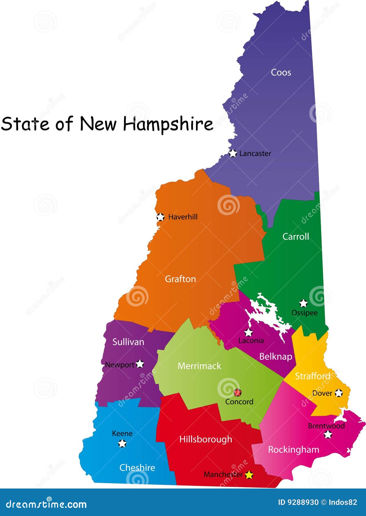 Kaart Van De Staat Van Newhampshire Vector Illustratie - Illustration ...
