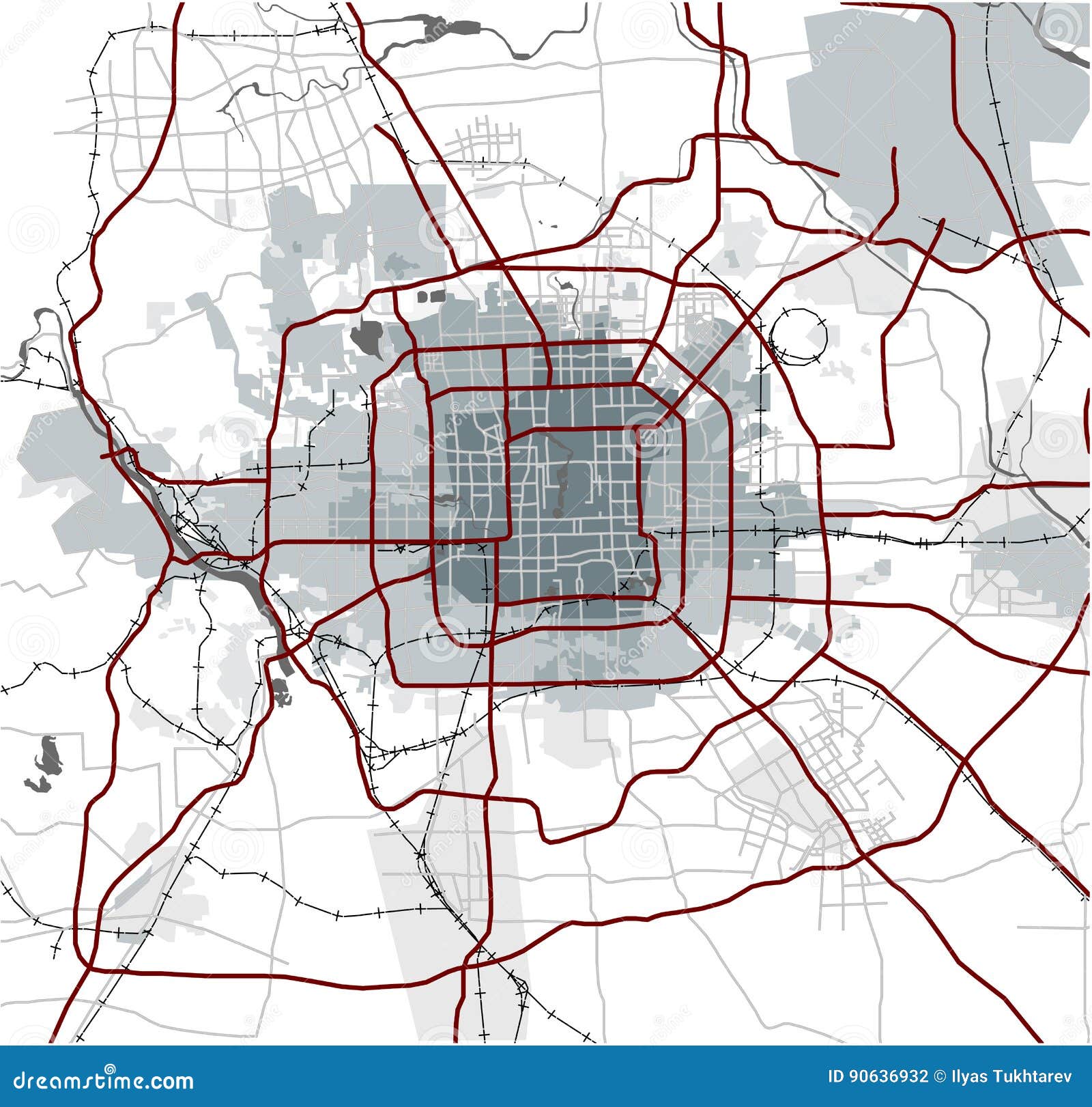 Kaart Van De Stad Van Peking, China Stock Illustratie - Illustration of ...